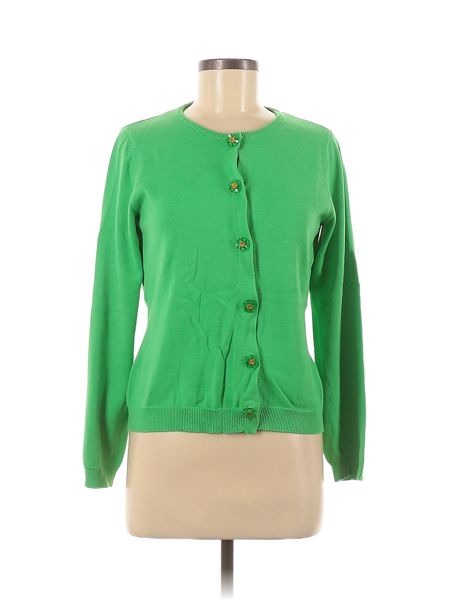Chadwicks 100% Cotton Color Block Solid Colored Green Cardigan Size M ...