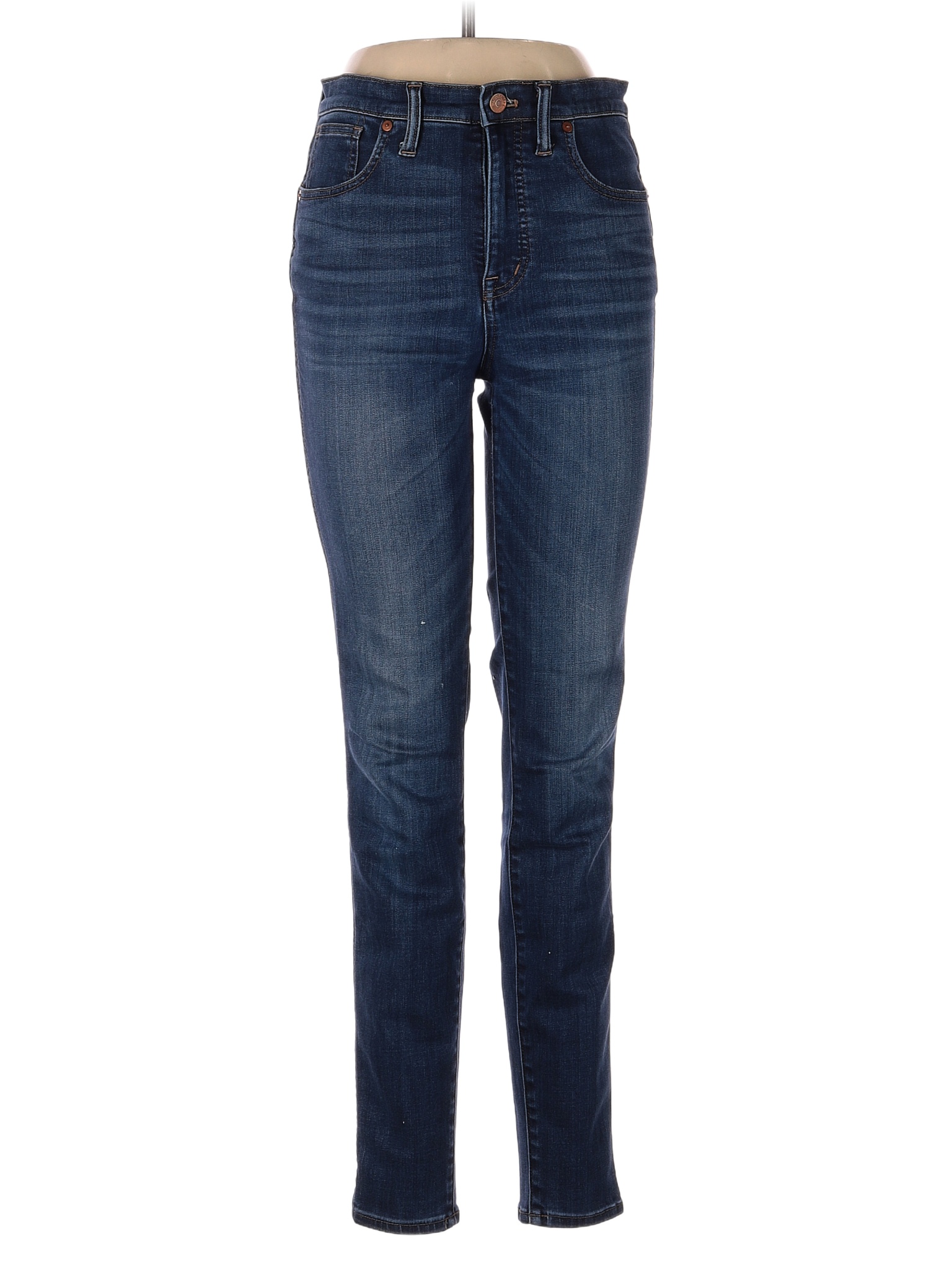 Madewell Solid Blue Tall 10" High-Rise Skinny Jeans in Danny Wash ...