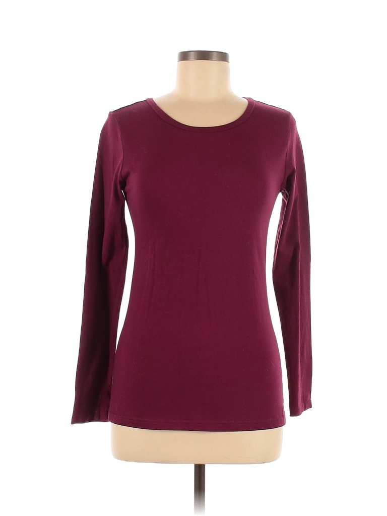 Allison Brittney Solid Burgundy Long Sleeve T Shirt Size M 37 Off