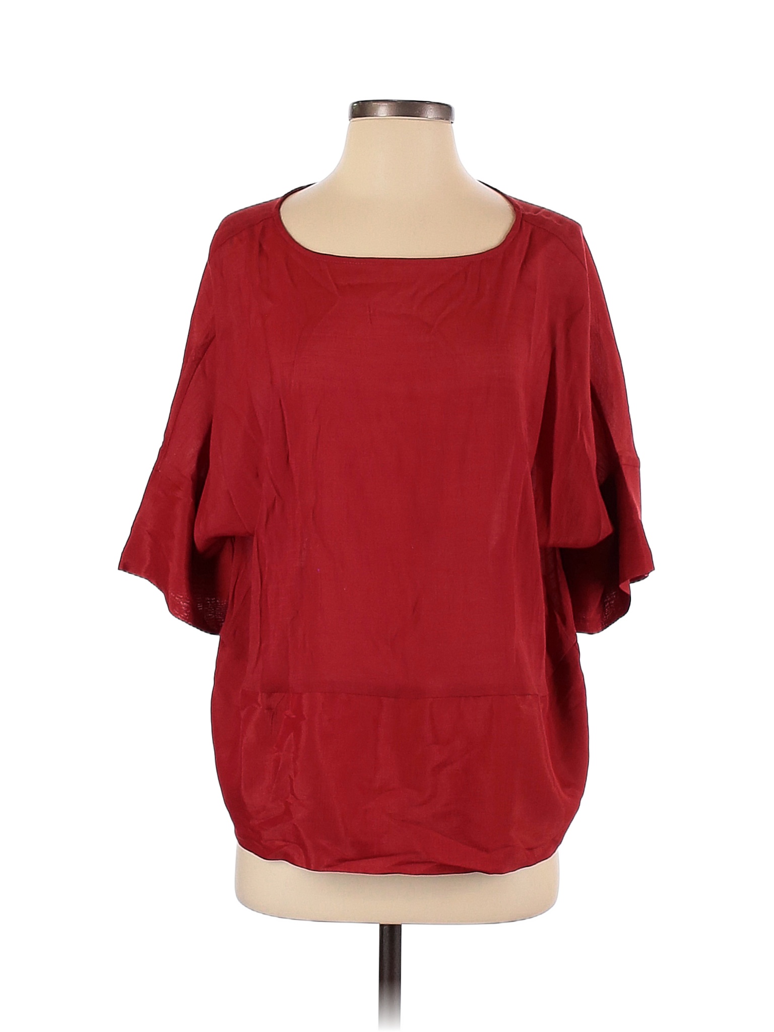 Banana Republic Factory Store Solid Colored Red Short Sleeve Blouse ...