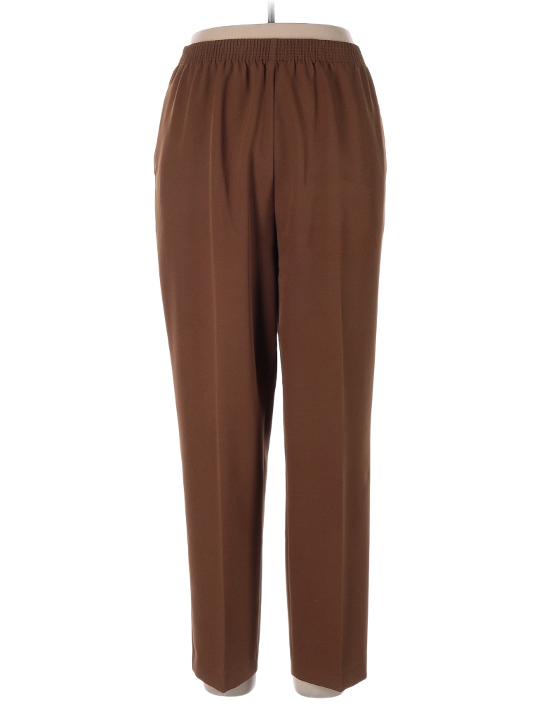 Allison Daley 100% Polyester Solid Colored Brown Dress Pants Size 14 ...