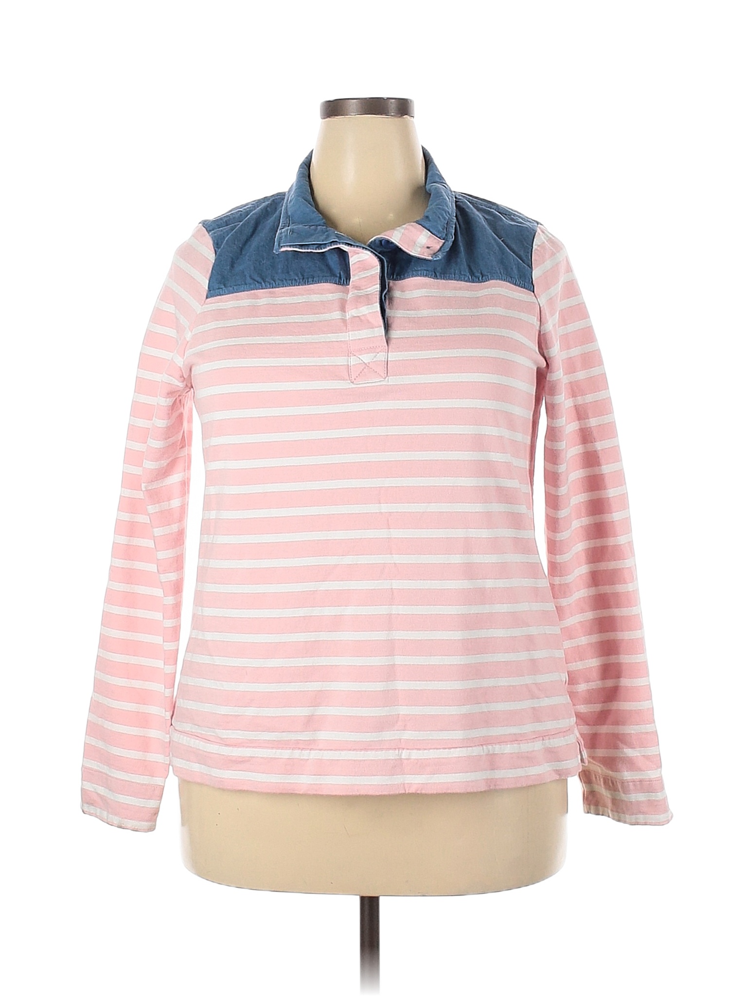 Crown & Ivy 100% Cotton Color Block Stripes Colored Pink Long Sleeve Button-Down Shirt Size XXL ...