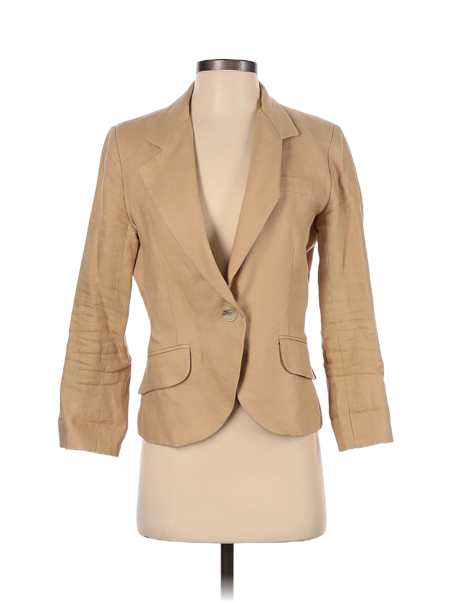 Gibson 100% Linen Solid Colored Tan Blazer Size S - 76% off | thredUP