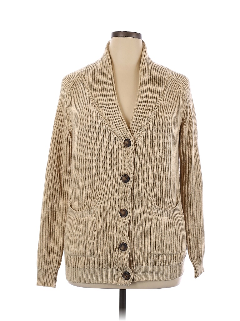 Misslook Color Block Solid Tan Cardigan Size XL - 71% off | thredUP