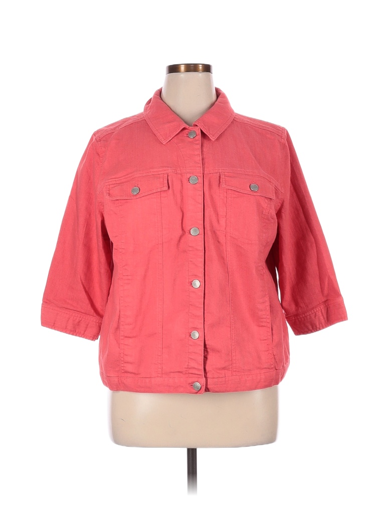 D&Co. 100% Cotton Solid Pink Jacket Size 1X (Plus) - 46% off | thredUP