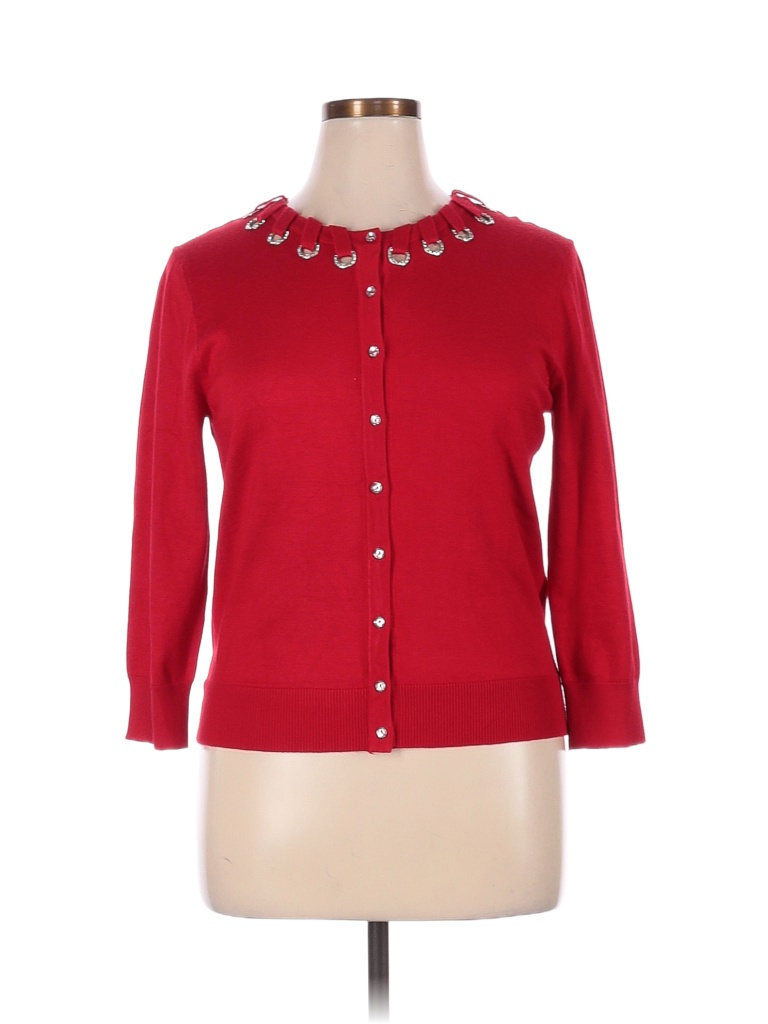 Cable & Gauge Color Block Solid Red Cardigan Size XL - 64% off | thredUP