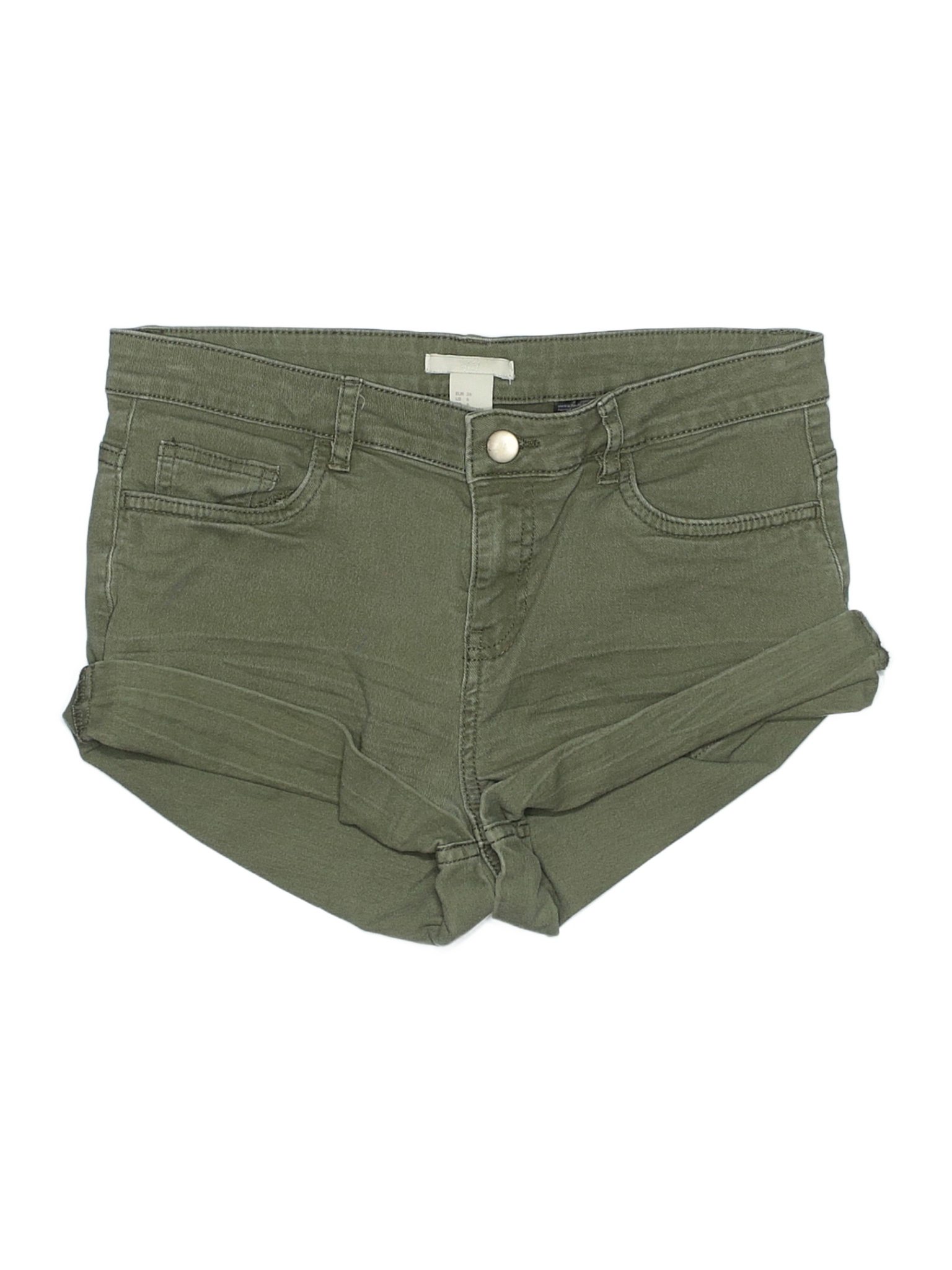 H&M Solid Colored Green Denim Shorts Size 6 - 35% off | ThredUp