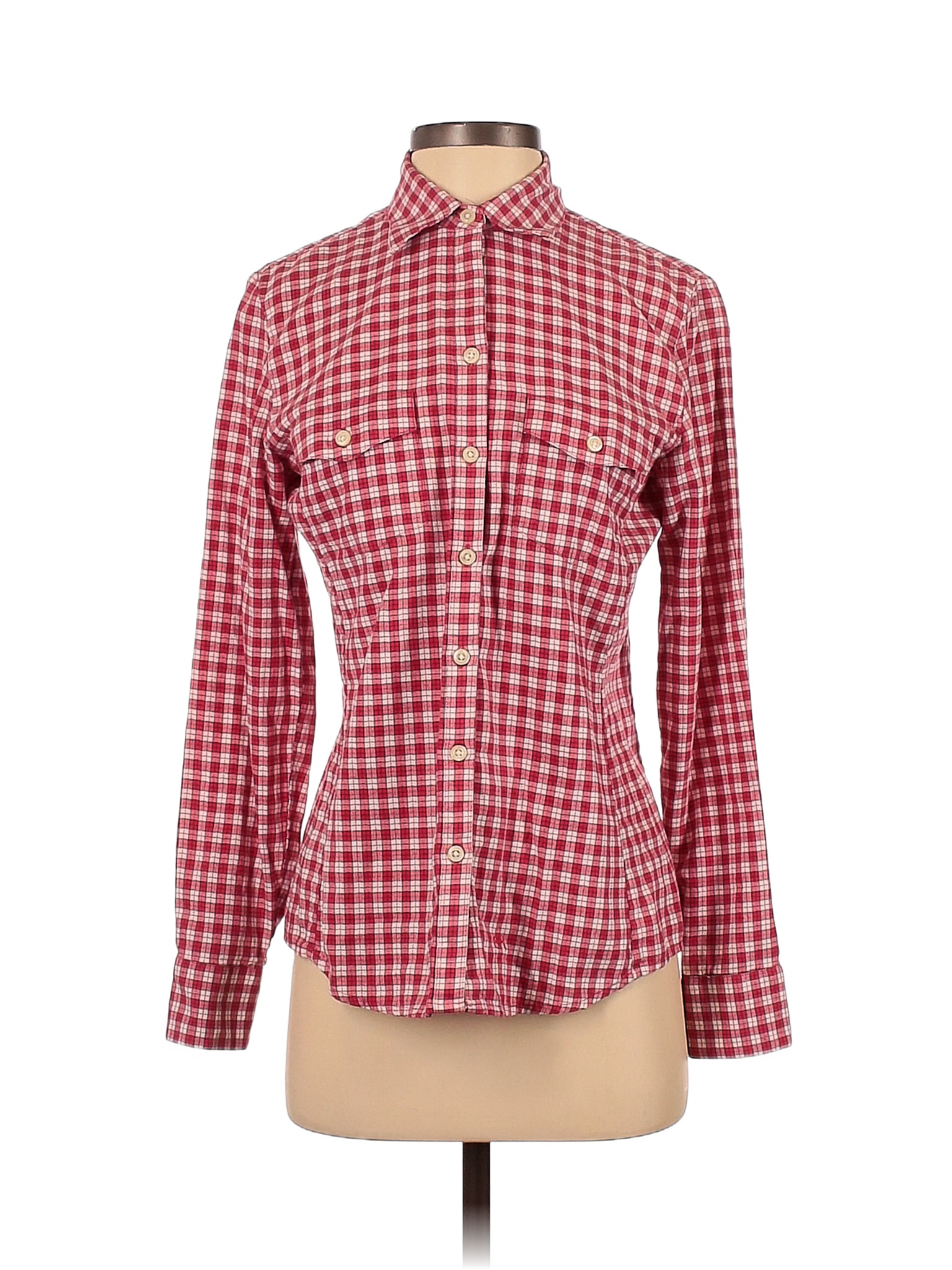 Banana Republic 100 Cotton Red Long Sleeve Button Down Shirt Size S