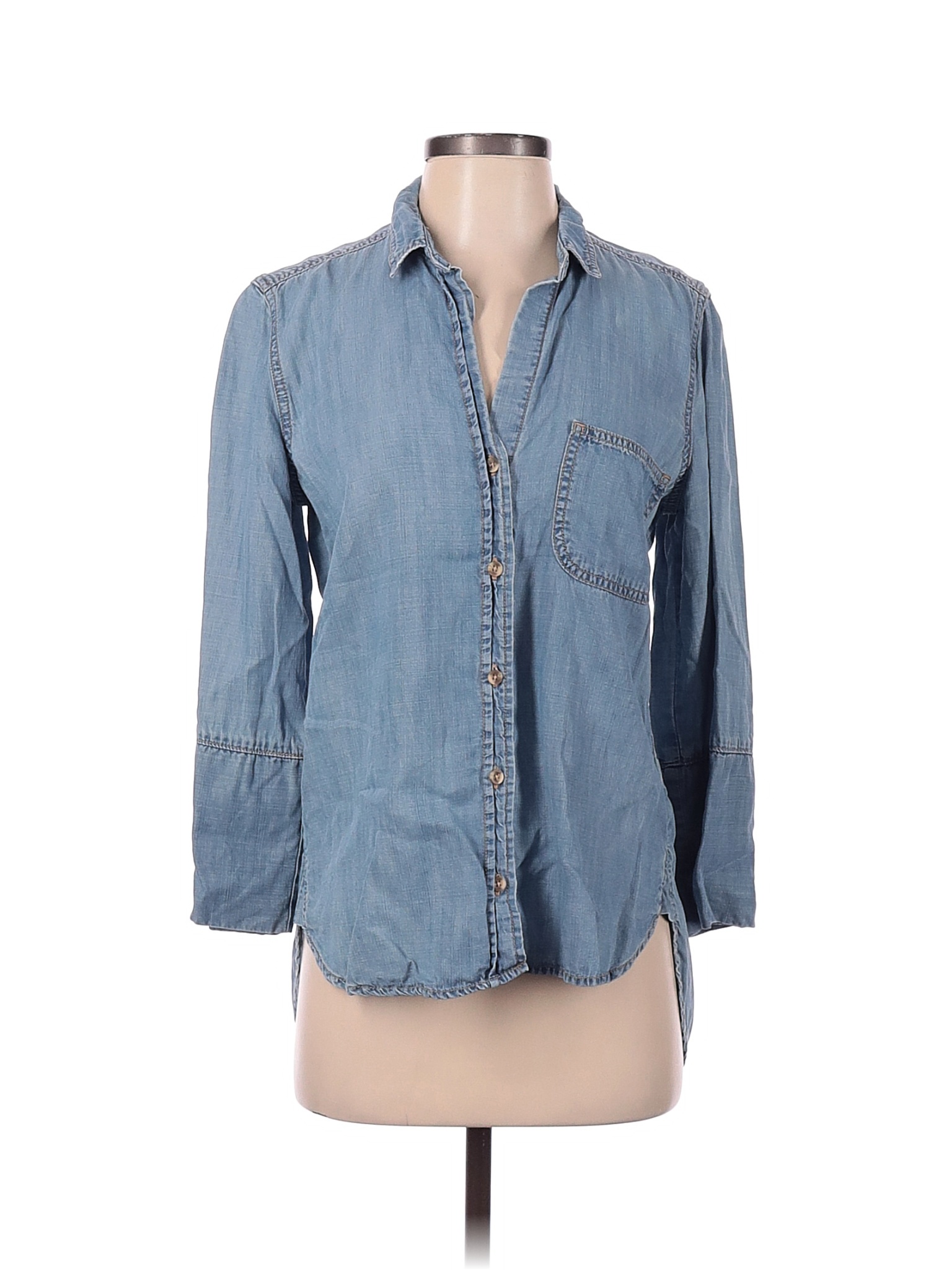 Bella Dahl 100% Tensylon Blue Long Sleeve Button-Down Shirt Size S - 88 ...