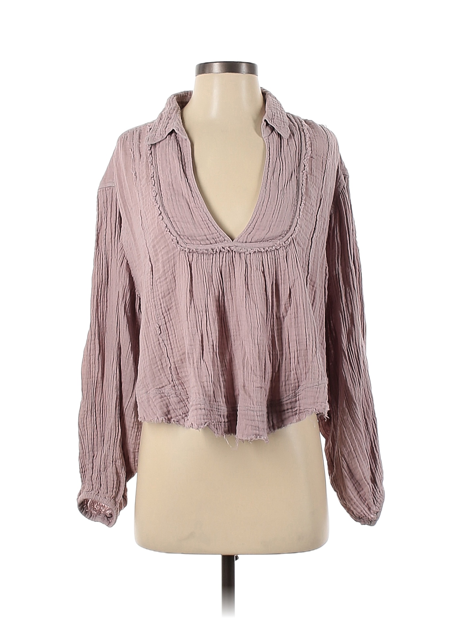 We the Free 100% Cotton Solid Pink Long Sleeve Blouse Size XS - 77% off | thredUP