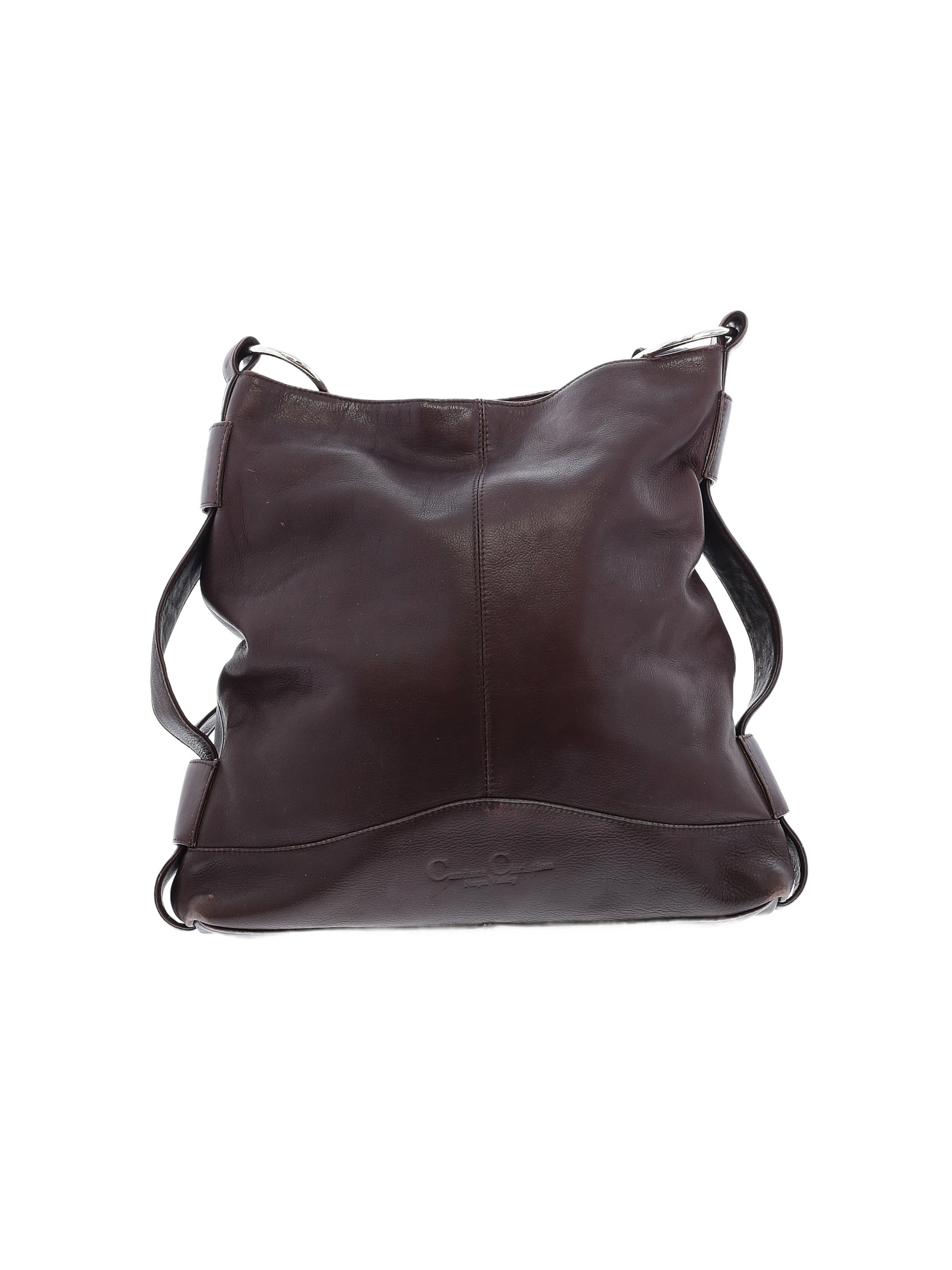 Candace Christian 100% Leather Solid Colored Brown Leather Shoulder Bag ...