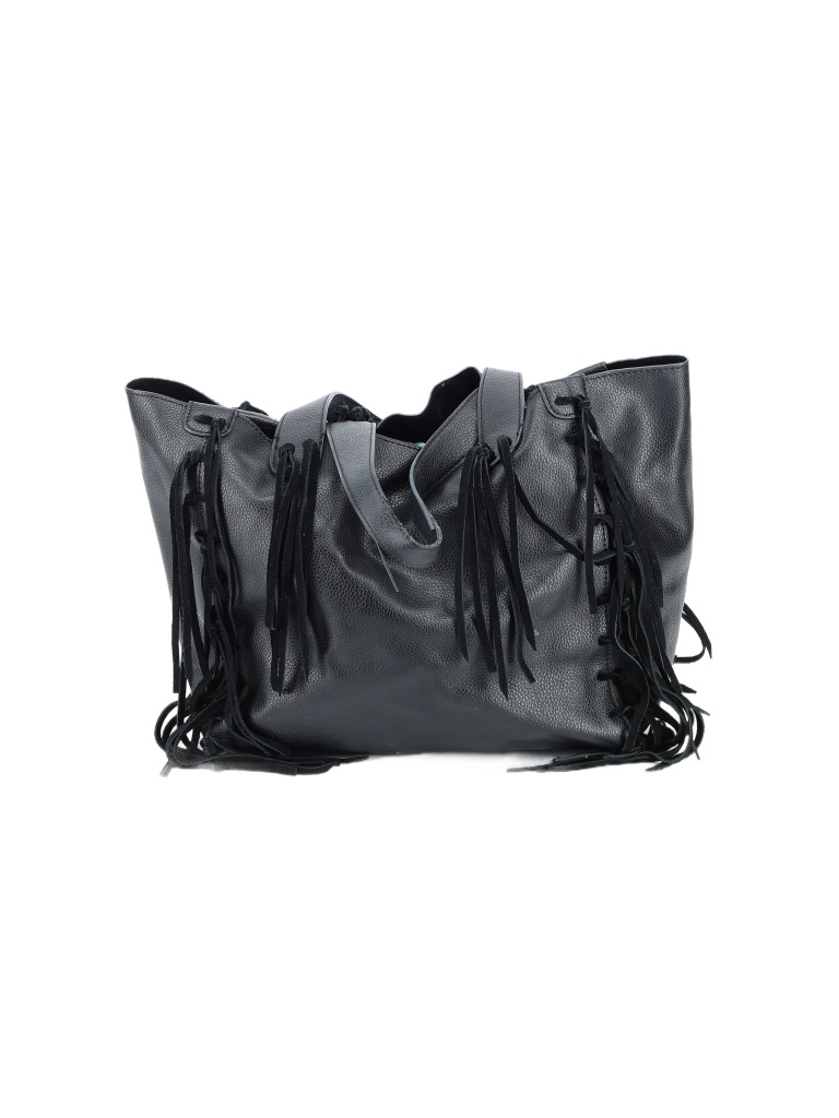 Inzi Solid Black Leather Tote One Size - 71% off | thredUP