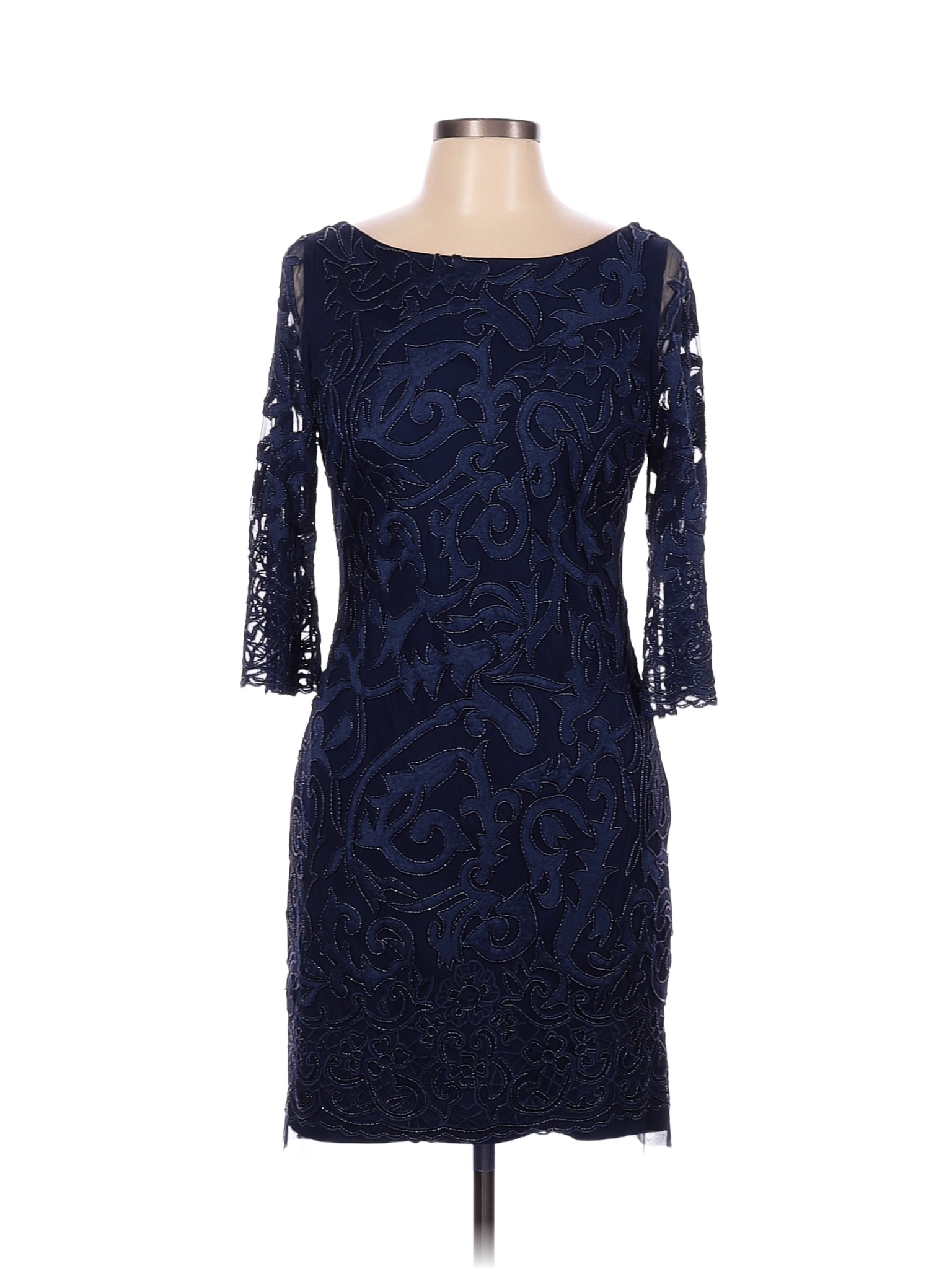 Aidan Mattox 100 Polyester Solid Navy Blue Cocktail Dress Size 10 83