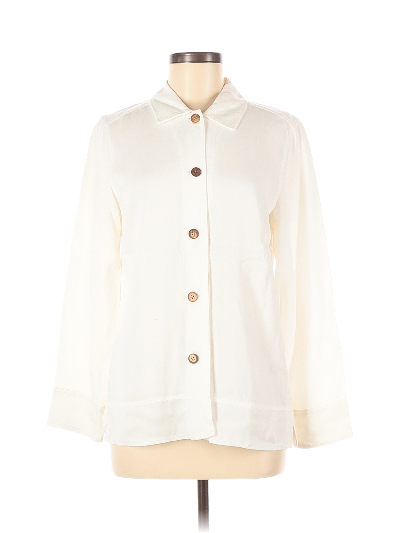 Sigrid Olsen 100% Tencel Lyocell Solid Colored Ivory Jacket Size M - 81 ...