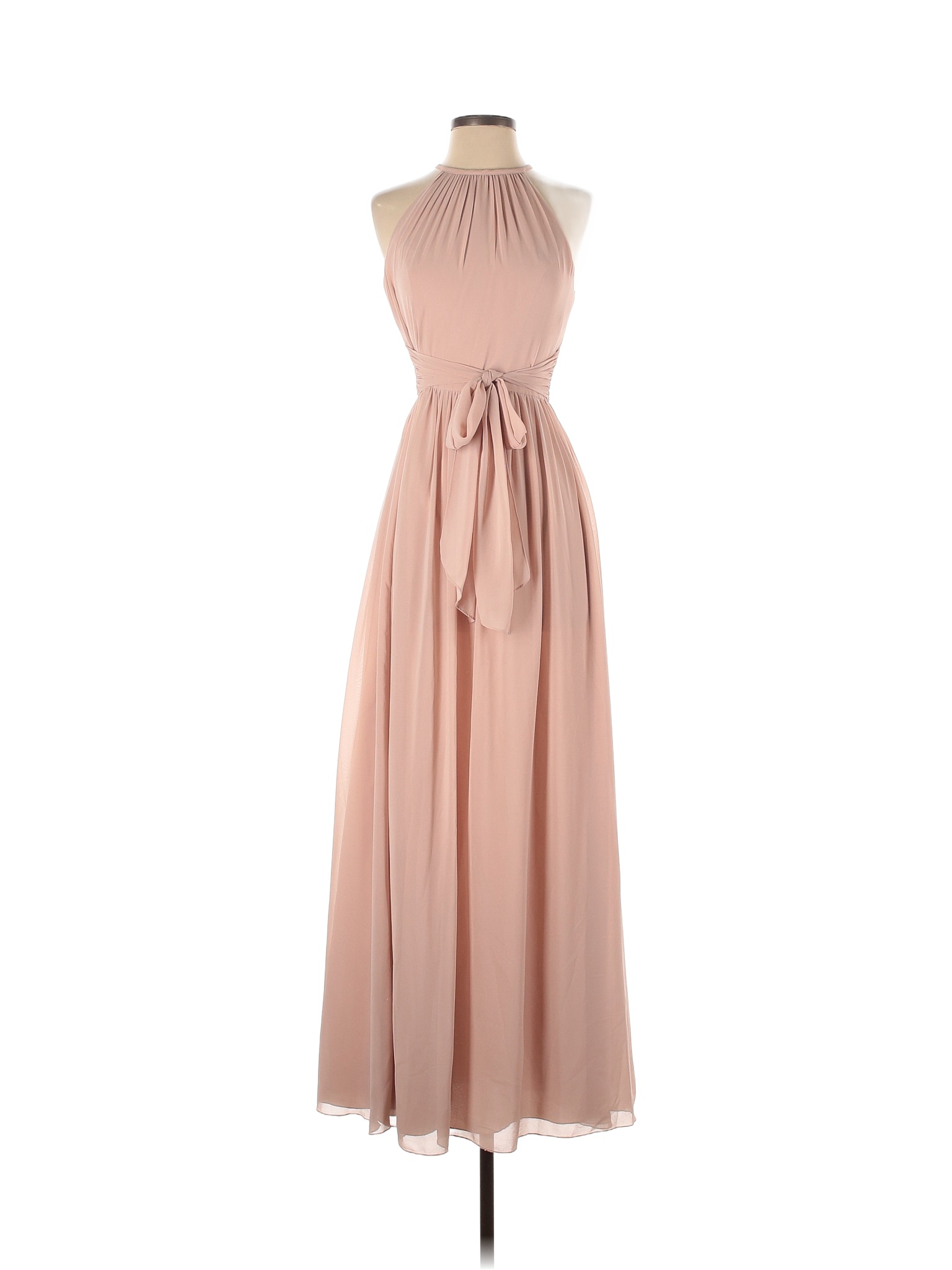 Monique Lhuillier Bridesmaid 100 Polyester Solid Blush Tan Pink