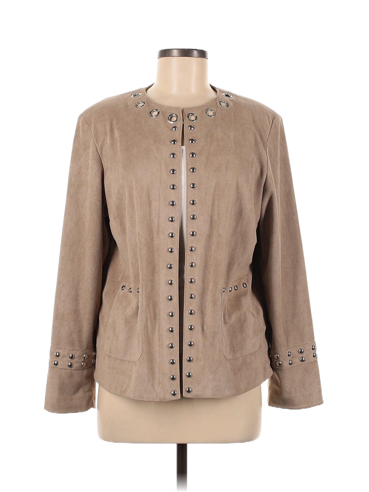MING WANG 100% Polyester Tan Faux Leather Jacket Size M - 78% off | thredUP