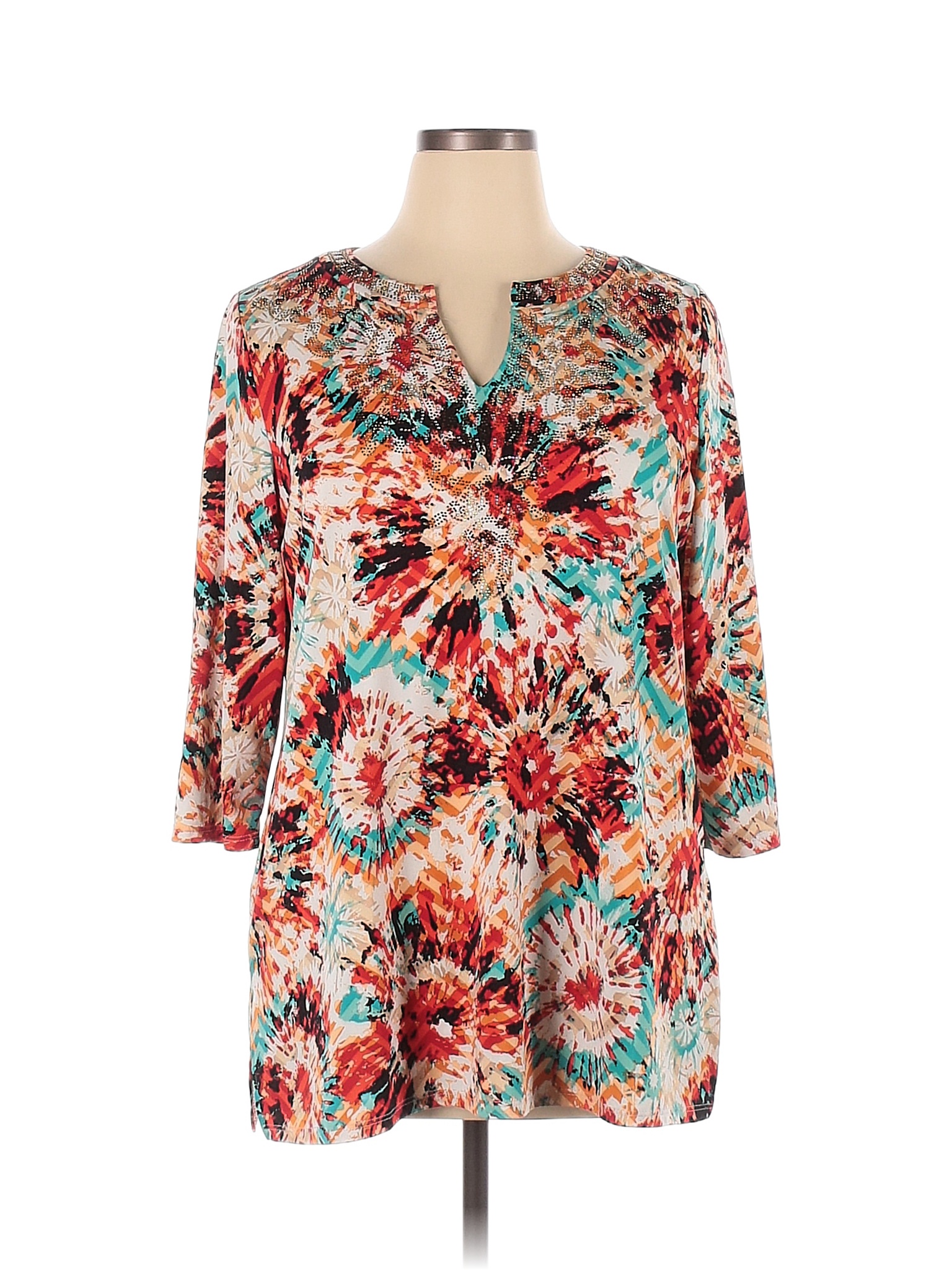Peck And Peck Floral Blue Long Sleeve Top Size Xl 63 Off Thredup