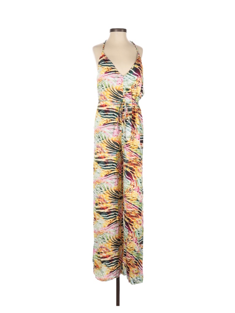 AaKaa 100% Rayon Tropical Multi Color Green Jumpsuit Size S - 68% off ...