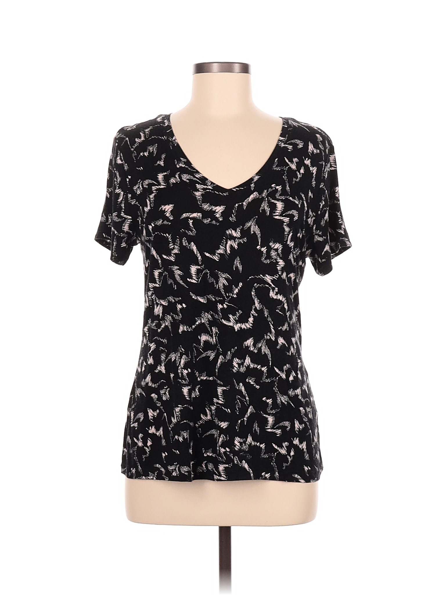 Nine West Floral Black Short Sleeve T-Shirt Size M - 66% off | thredUP