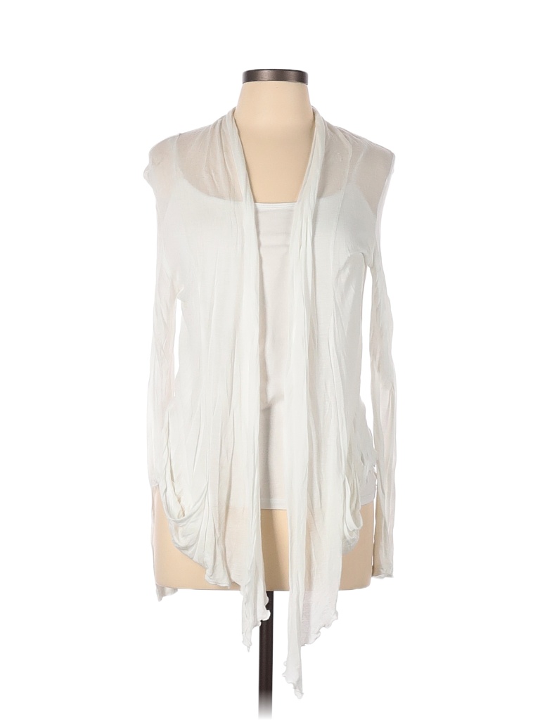Ambiance Apparel 100% Rayon Color Block Solid White Cardigan Size L ...