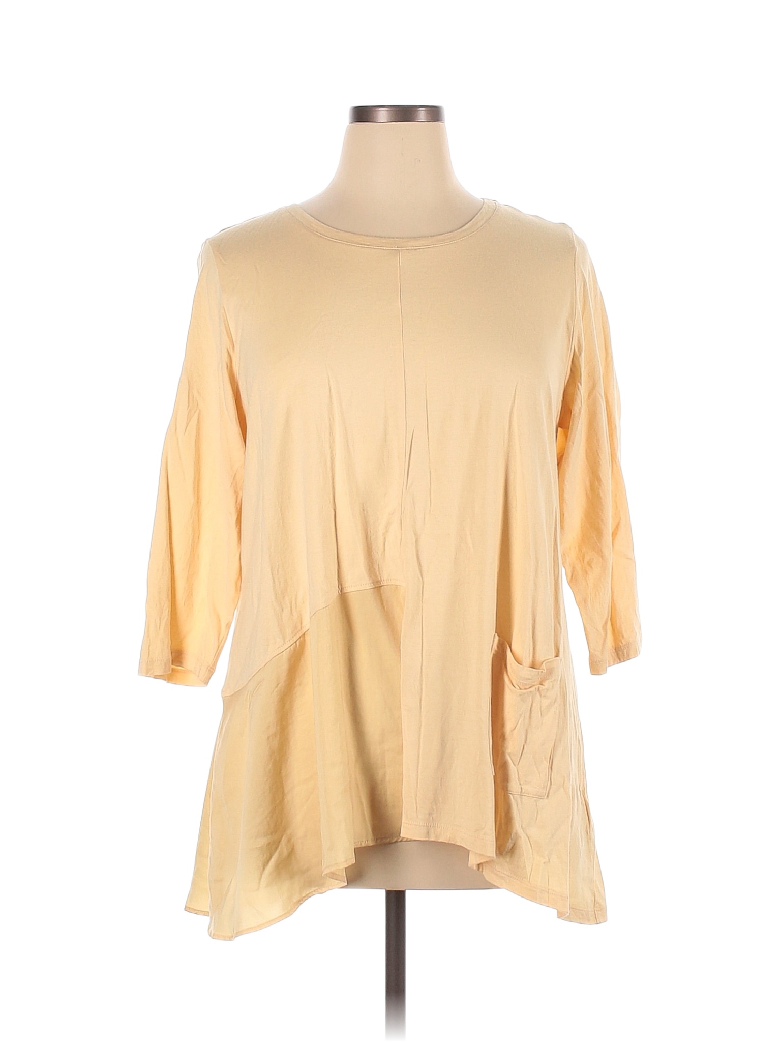 Logo By Lori Goldstein Solid Yellow Long Sleeve Top Size Xl 73 Off
