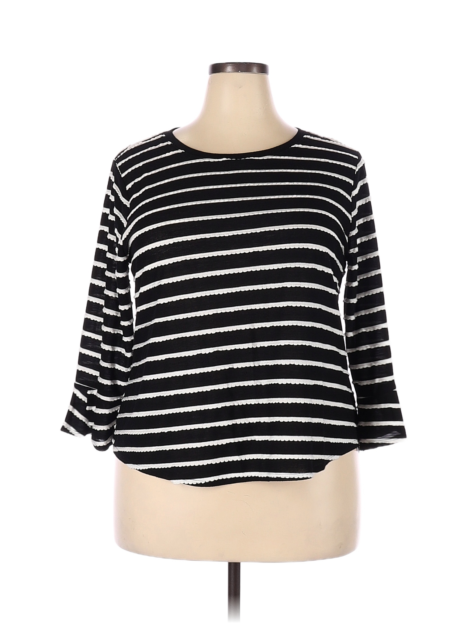 Elle Stripes Black Long Sleeve Top Size Xxl 65 Off Thredup