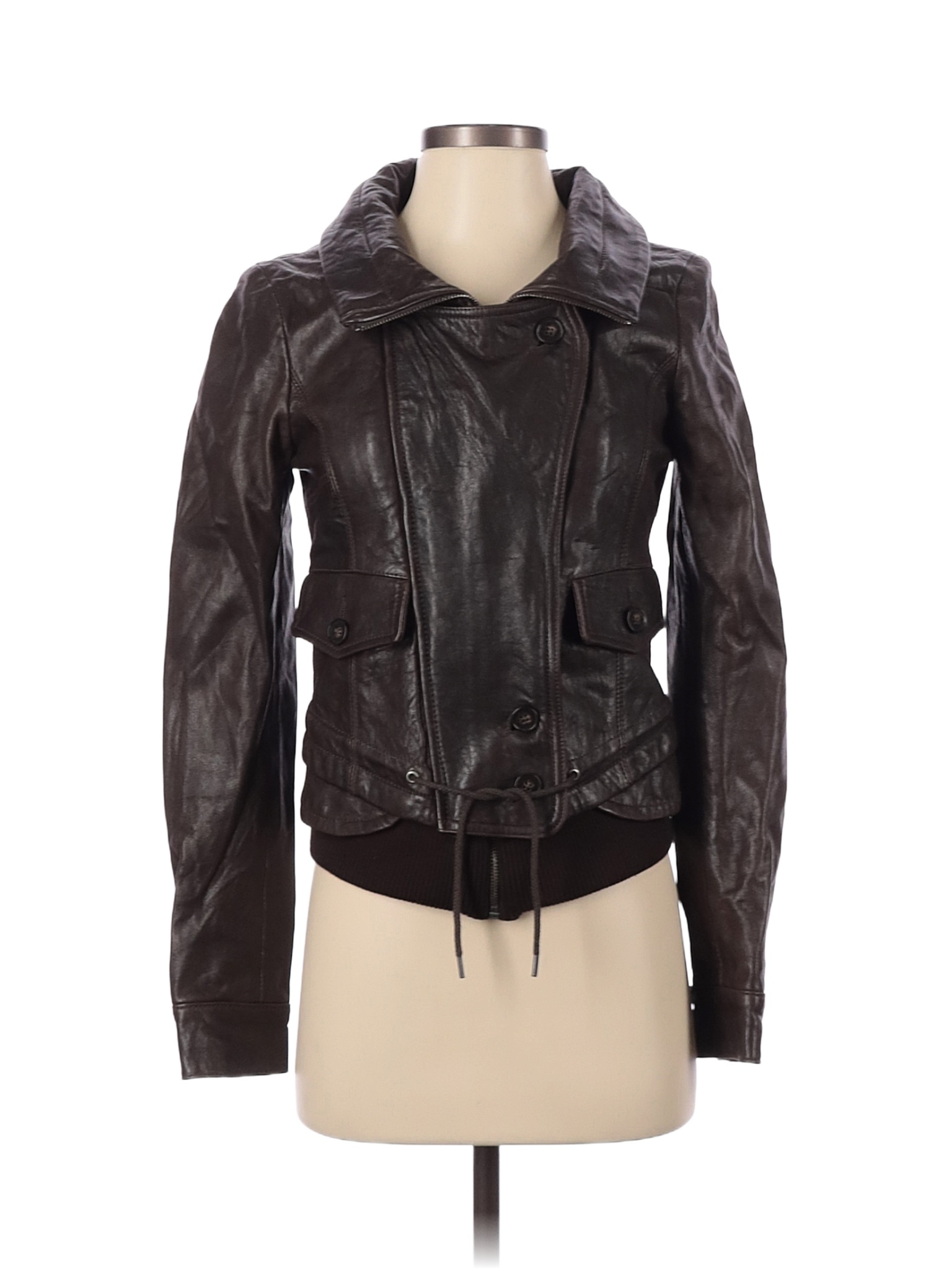 Theory 100% Leather Solid Brown Leather Jacket Size S - 82% off | thredUP
