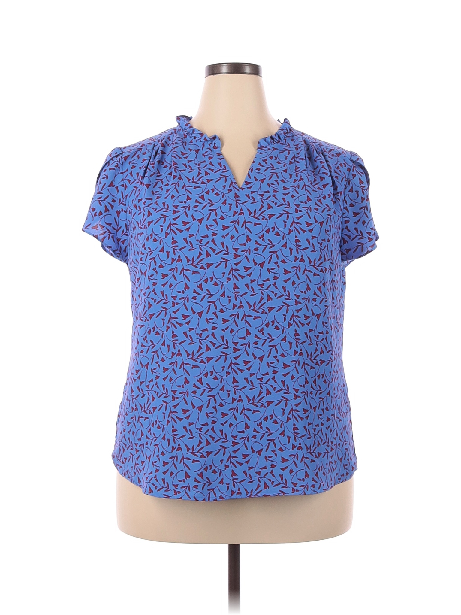 41hawthorn 100 Polyester Blue Short Sleeve Blouse Size Xl 58 Off