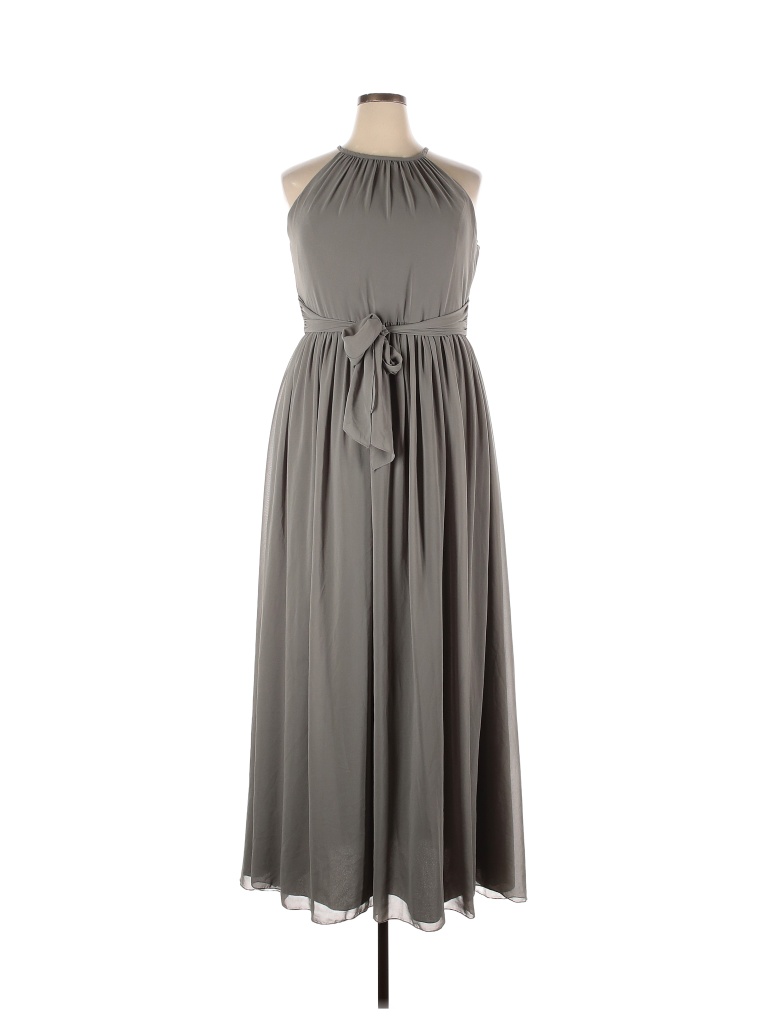 Monique Lhuillier Bridesmaid 100 Polyester Solid Gray Grey Daniela
