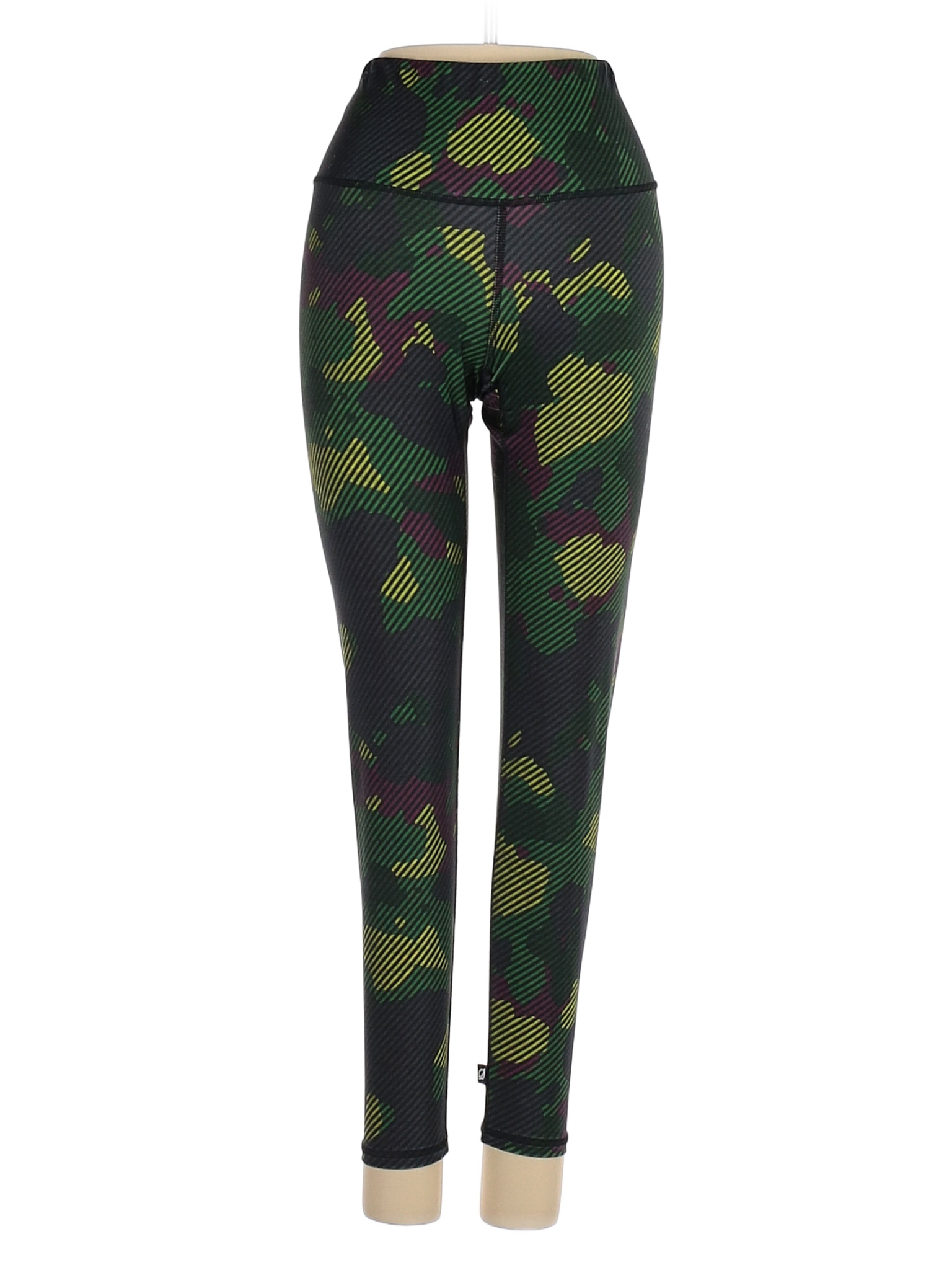 Terez Camo Multi Color Green Striped Camo Super High Rise Band Leggings ...
