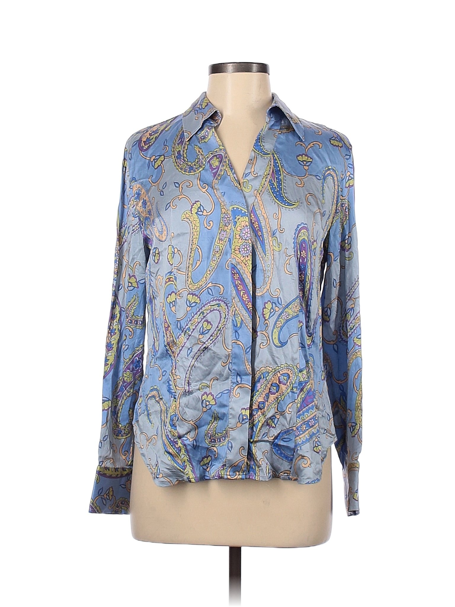 Talbots Paisley Blue Long Sleeve Silk Top Size 8 - 77% off | thredUP