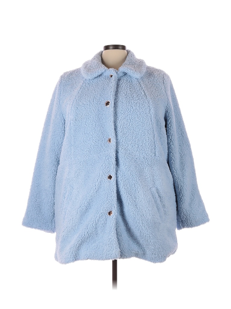 Soft Surroundings 100% Polyester Solid Blue Faux Fur Jacket Size 3X ...