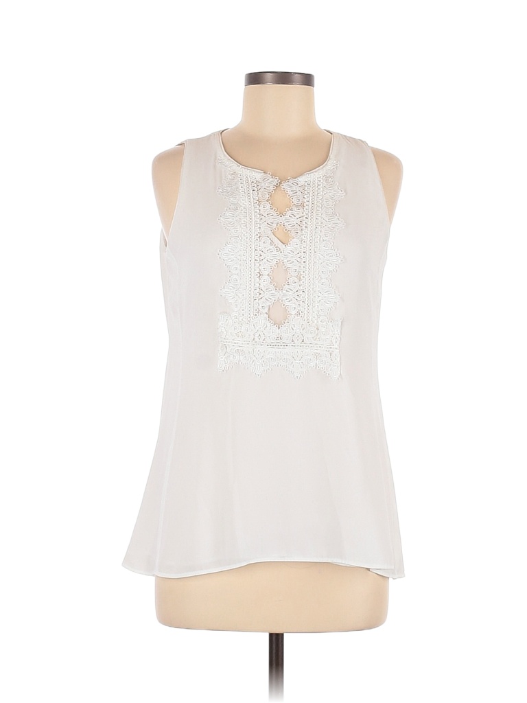 White House Black Market 100% Polyester White Ivory Sleeveless Blouse ...