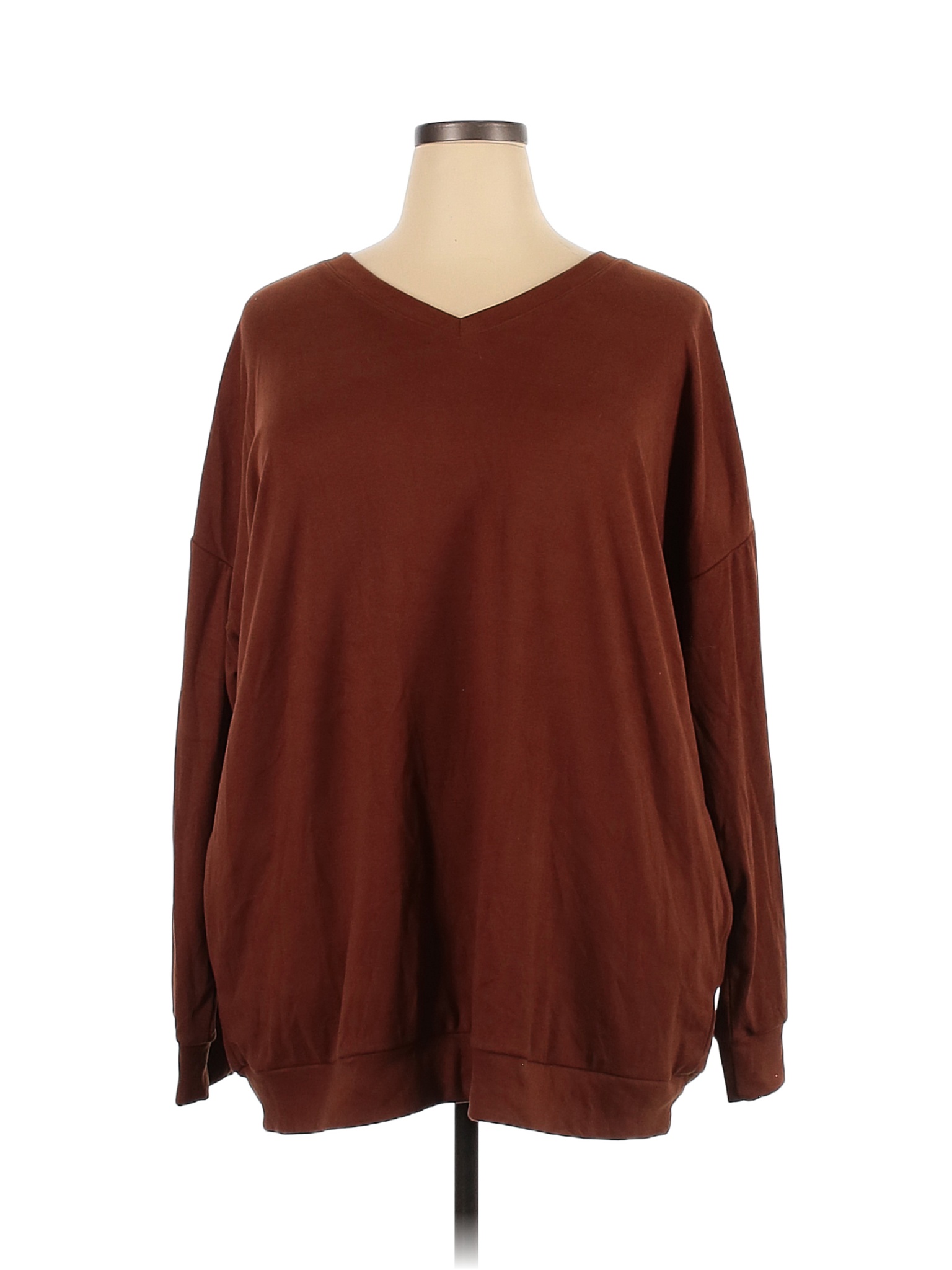 Unbranded Solid Brown Pullover Sweater Size 2X (Plus) - 58% off | thredUP