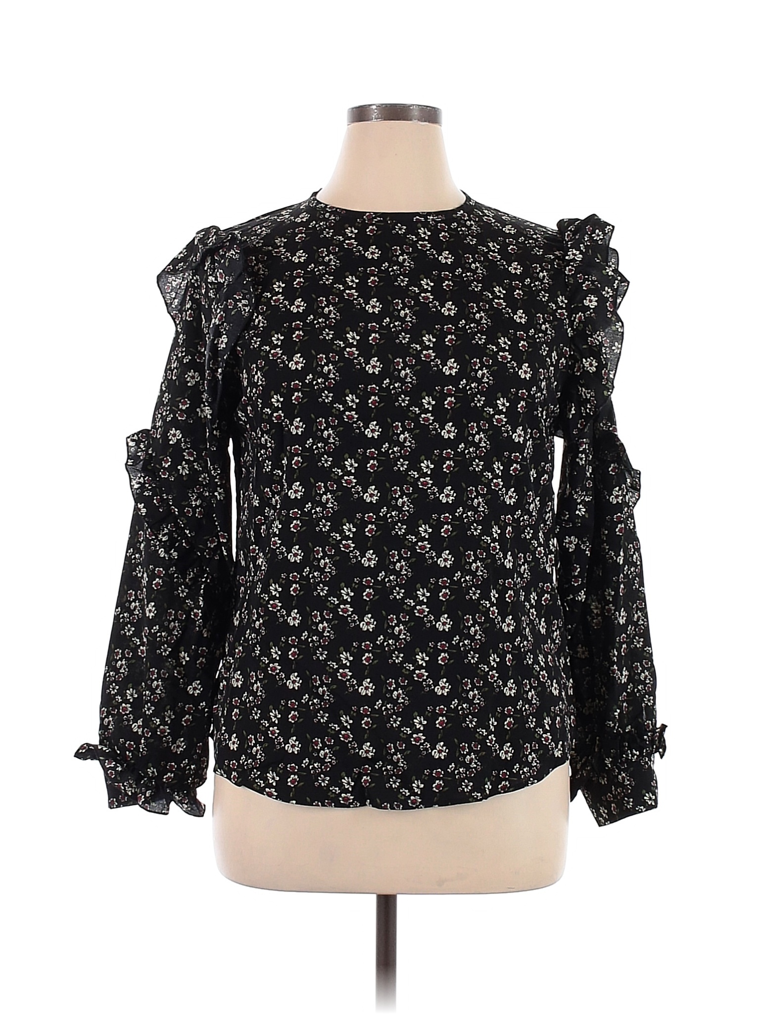 Shein 100% Polyester Floral Black Long Sleeve Blouse Size XL - 59% off ...