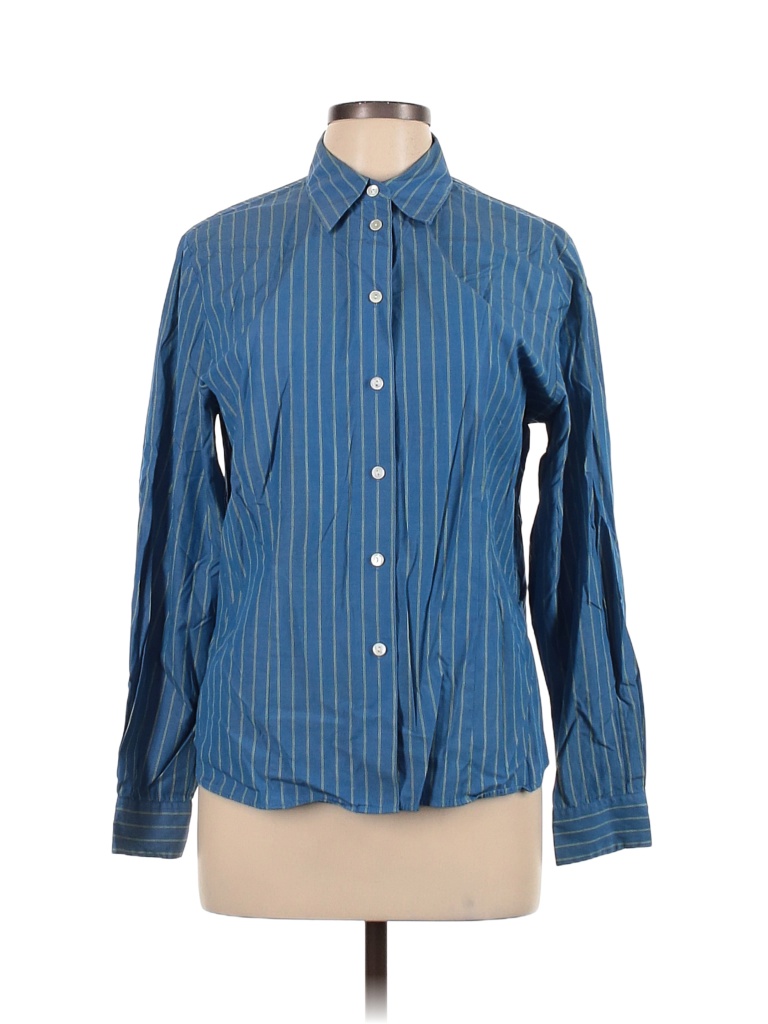 Talbots 100% Cotton Stripes Blue Long Sleeve Button-Down Shirt Size 12 - 79% off | thredUP