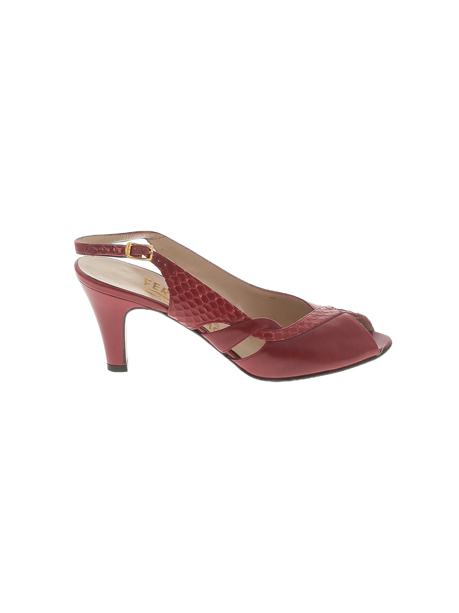 Salvatore Ferragamo 100% Leather Solid Colored Red Heels Size 5 1/2 ...