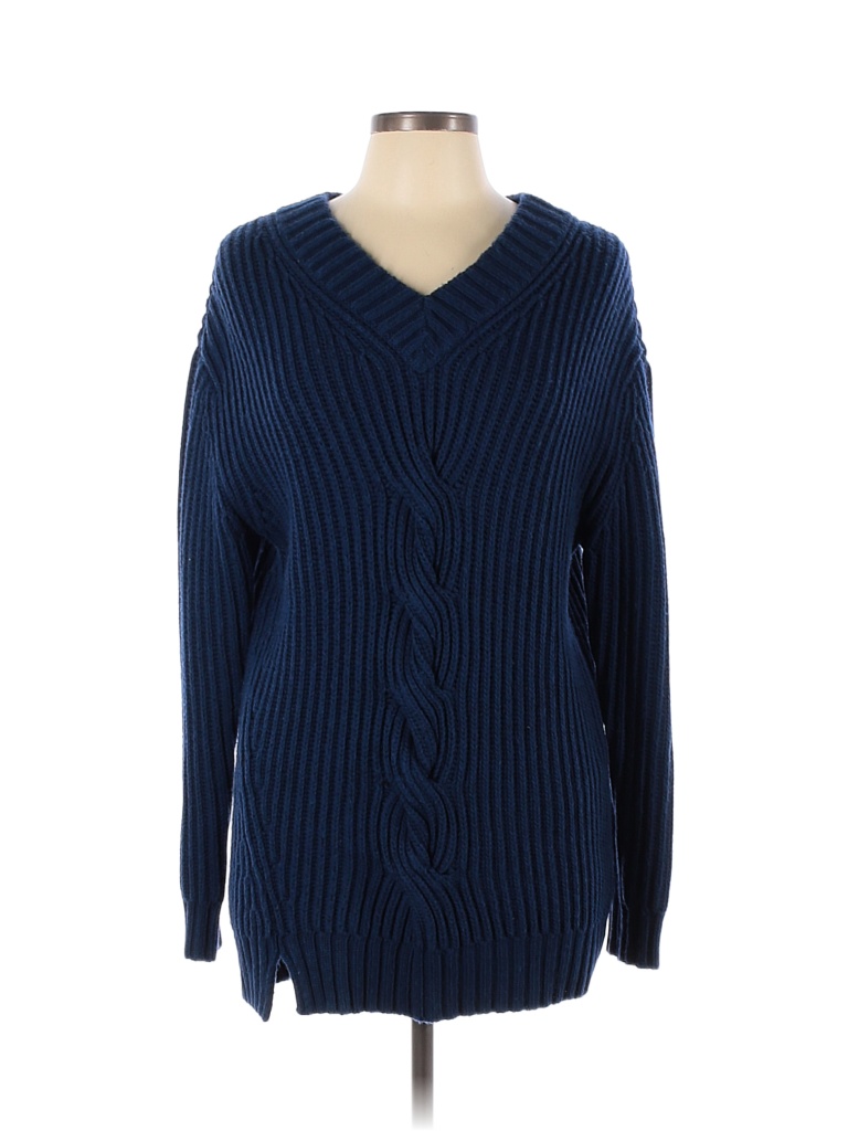 Thakoon Collective Color Block Solid Blue Navy Pullover Sweater Size M ...