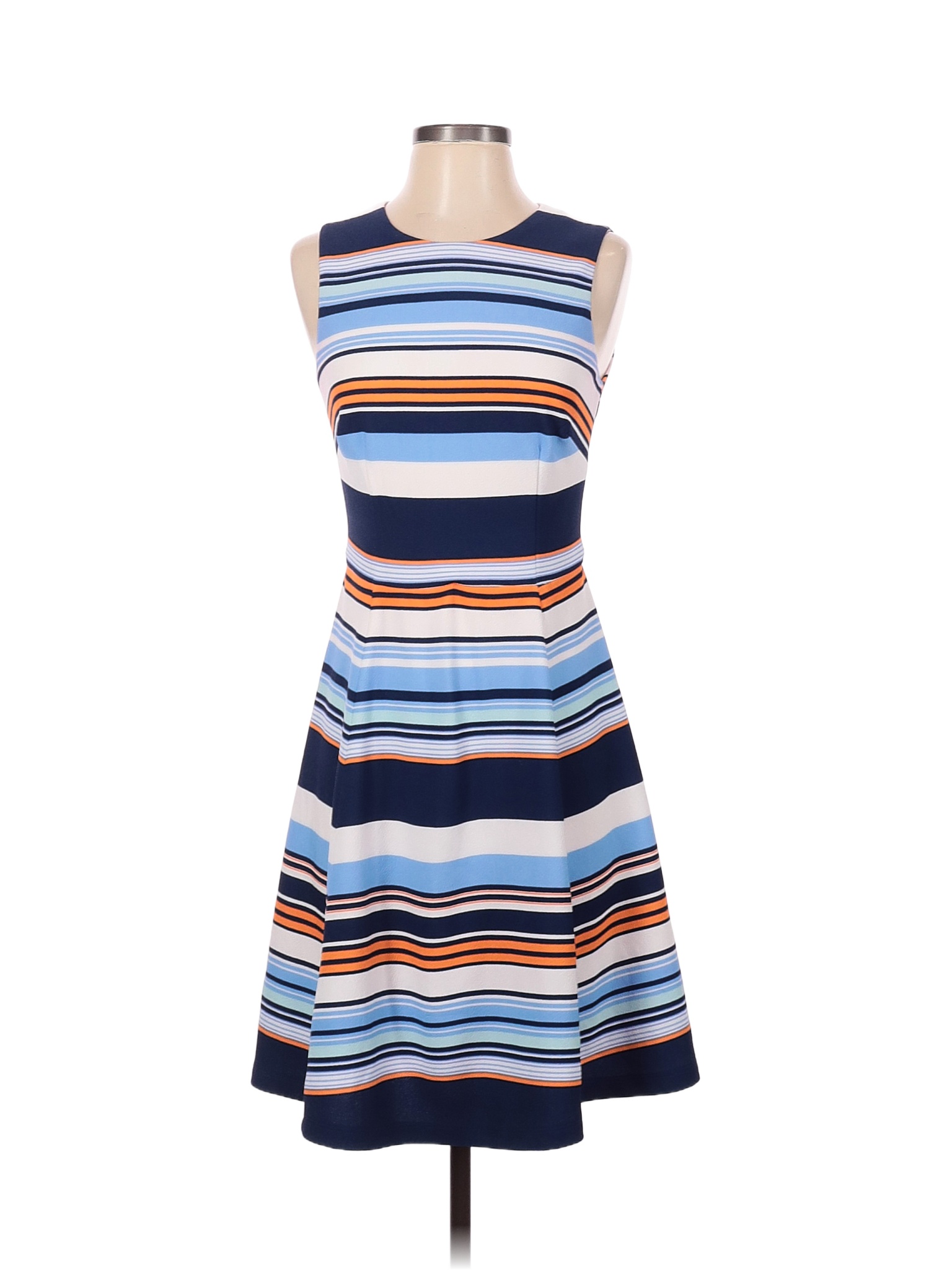 Vince Camuto Stripes Multi Color Blue Casual Dress Size 4 54 Off