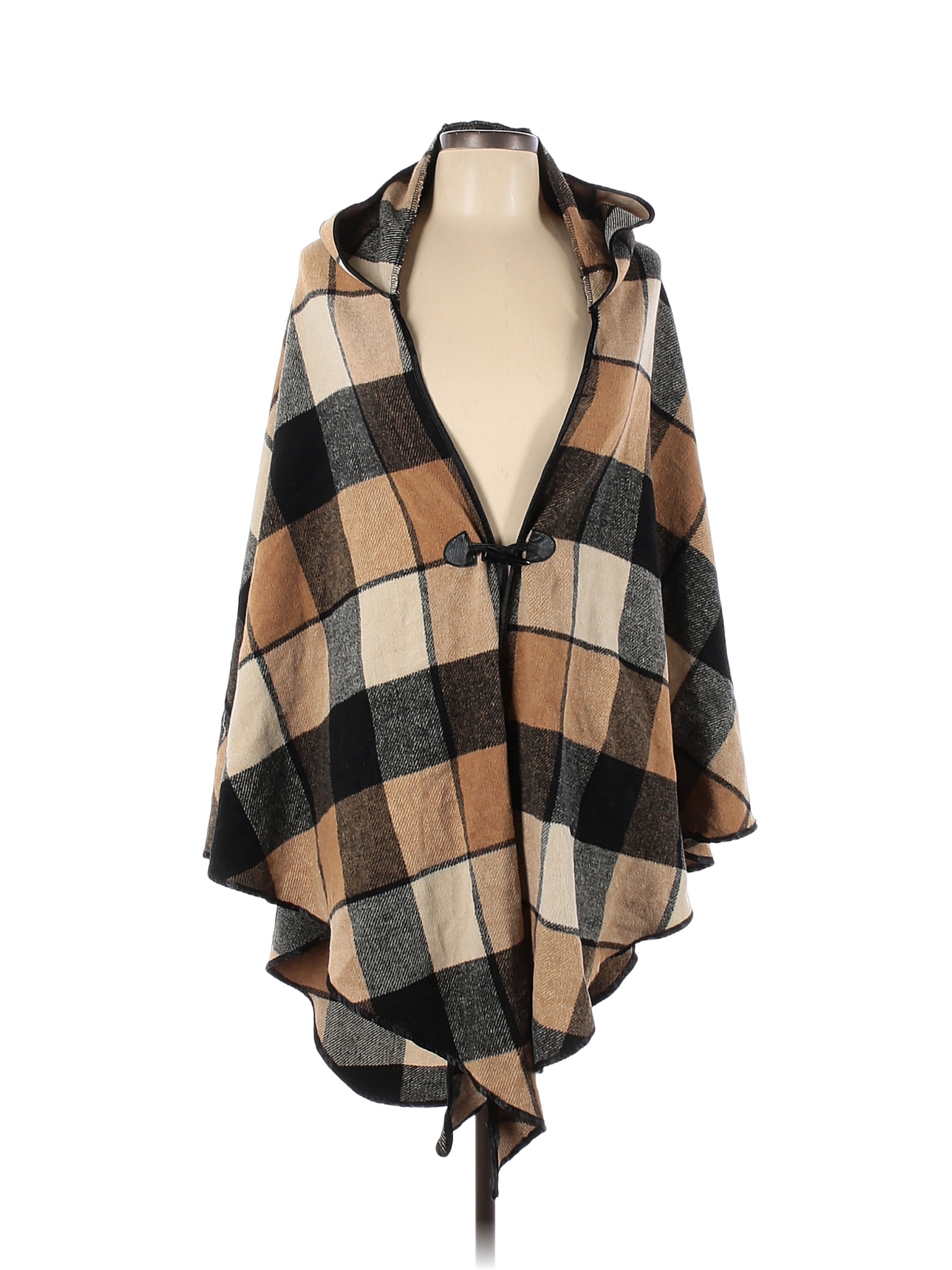 Torrid Checkered-gingham Multi Color Tan Poncho One Size (Plus) - 57% ...