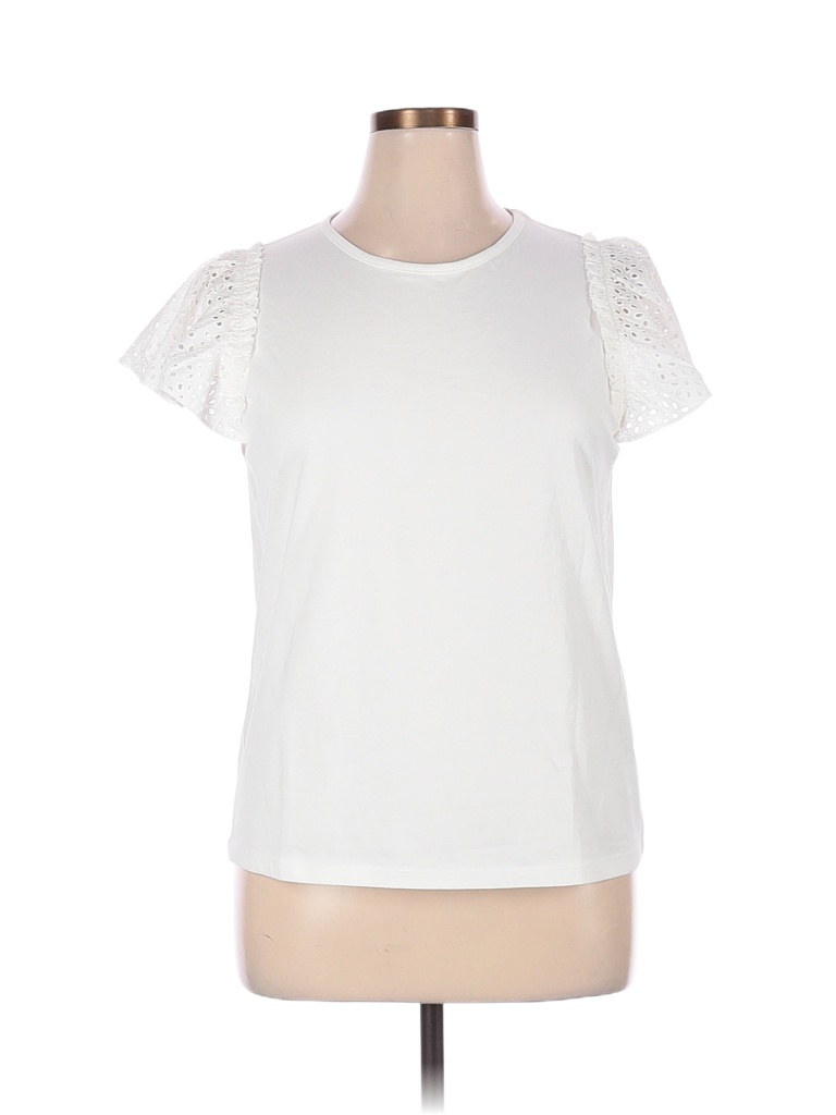 Kate Spade New York 100% Cotton Solid White Short Sleeve Top Size XL ...