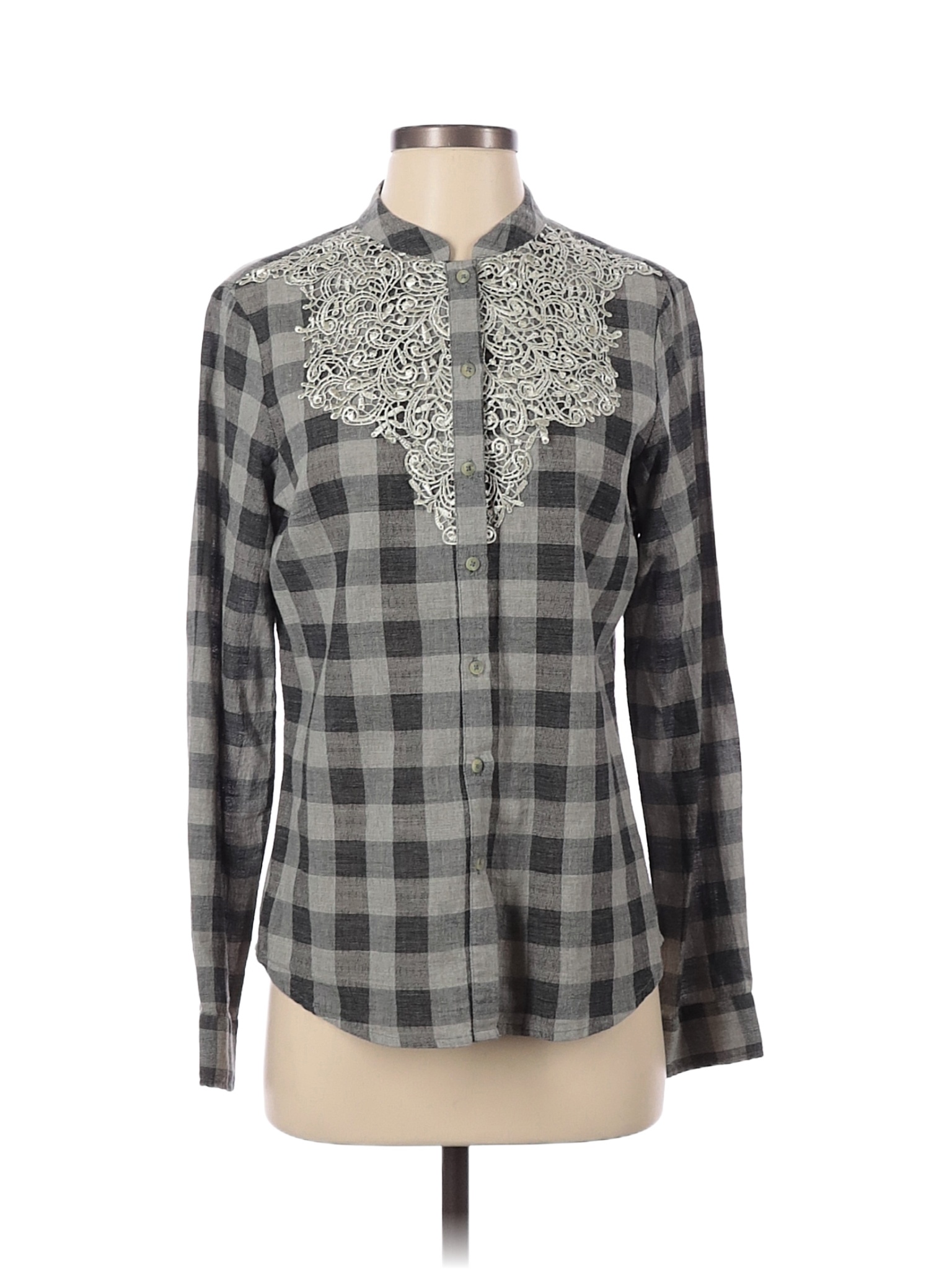 Sundance 100% Cotton Checkered-gingham Gray Long Sleeve Button-Down ...