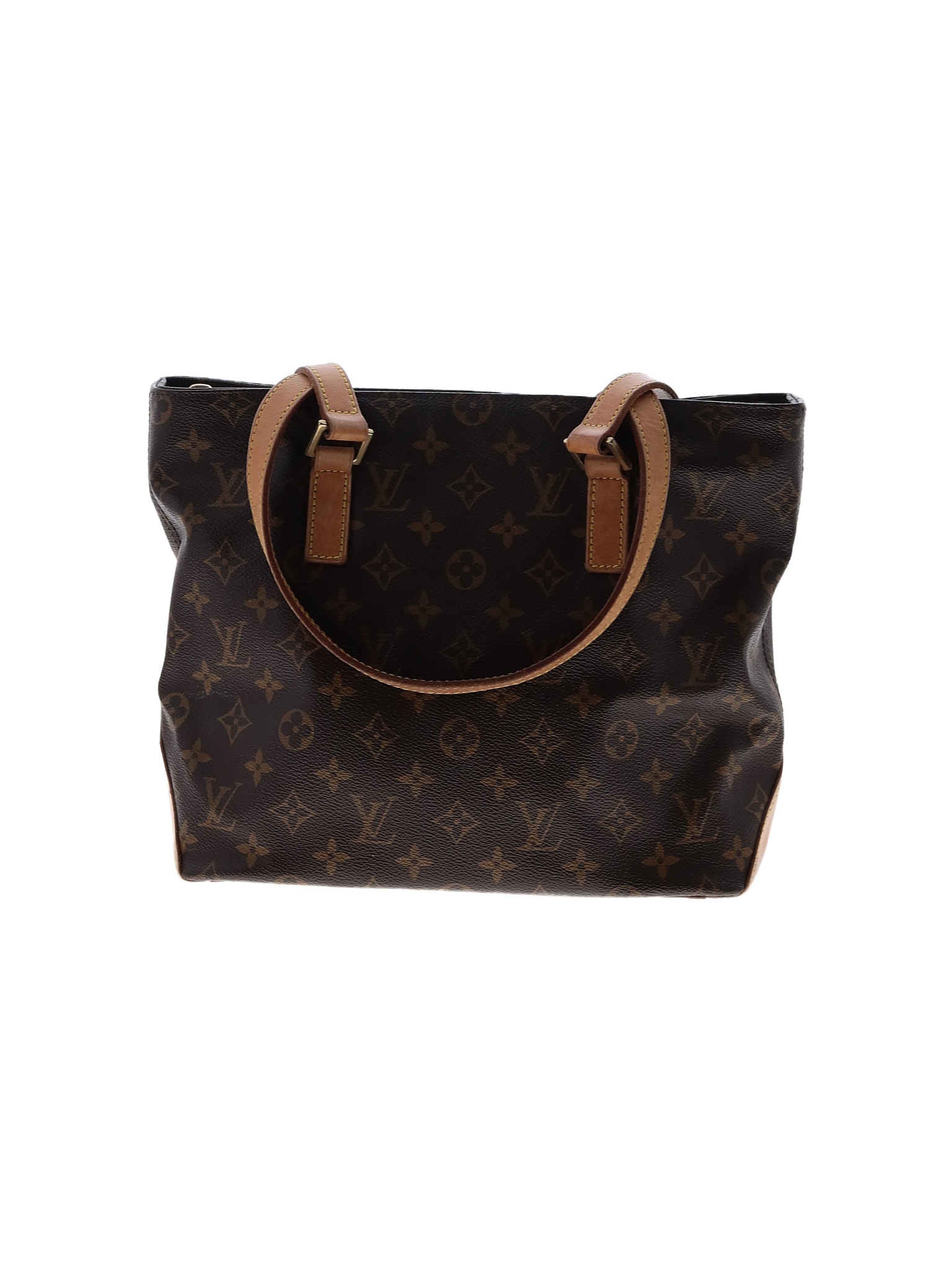 Louis Vuitton 100% Coated Canvas Color Block Brown Vintage Monogram Cabas Piano Tote Bag One ...