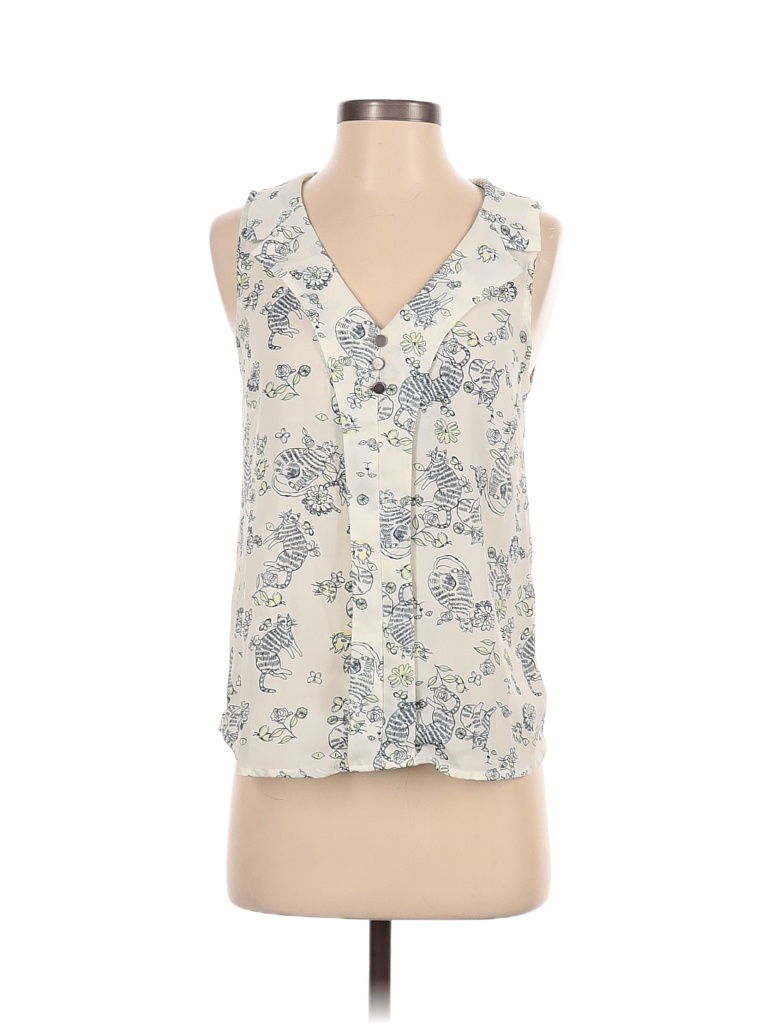 ModCloth 100% Polyester Floral Ivory Sleeveless Blouse Size XS - 64% ...