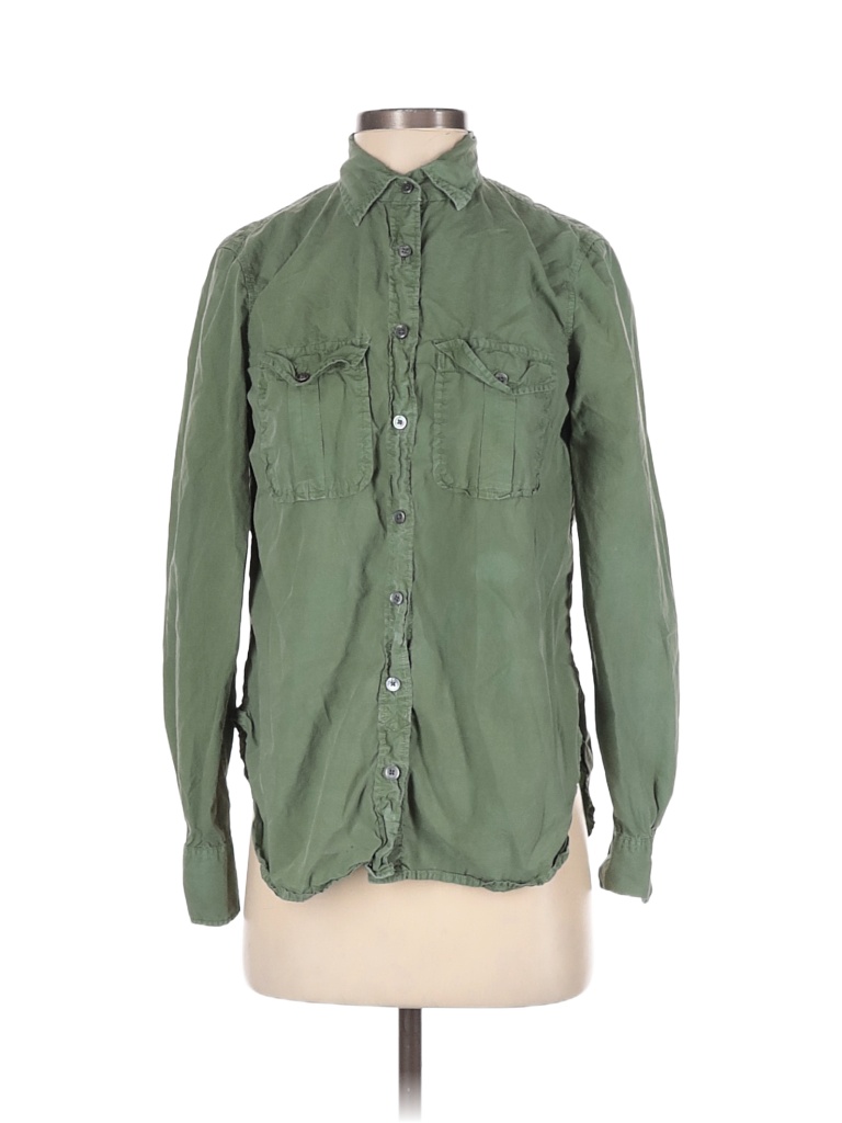 J.Crew 100% Cotton Solid Colored Green Long Sleeve Button-Down Shirt Size 2 - 90% off | ThredUp