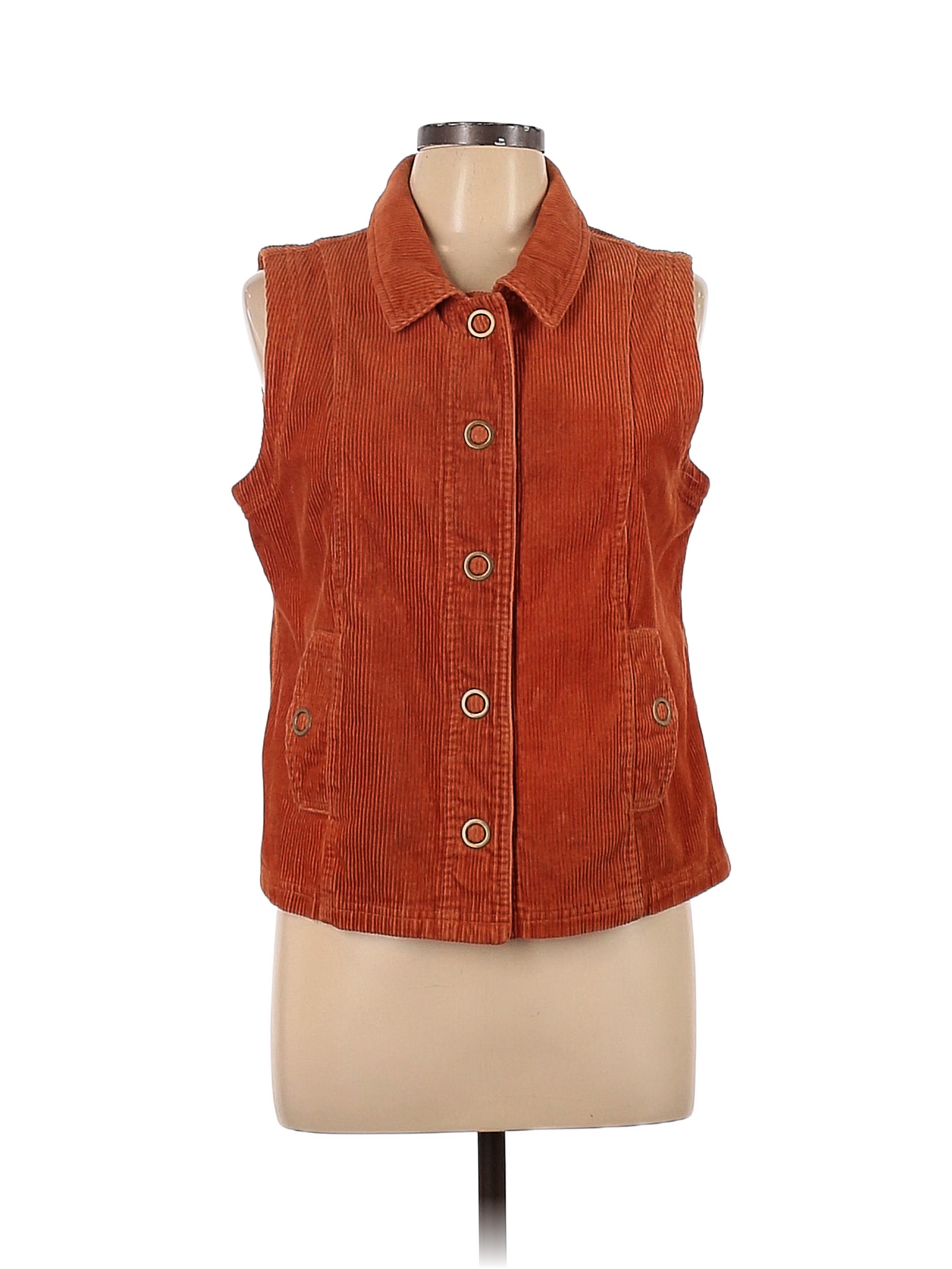 Christopher & Banks 100% Cotton Solid Burnt Orange Orange Vest Size L ...