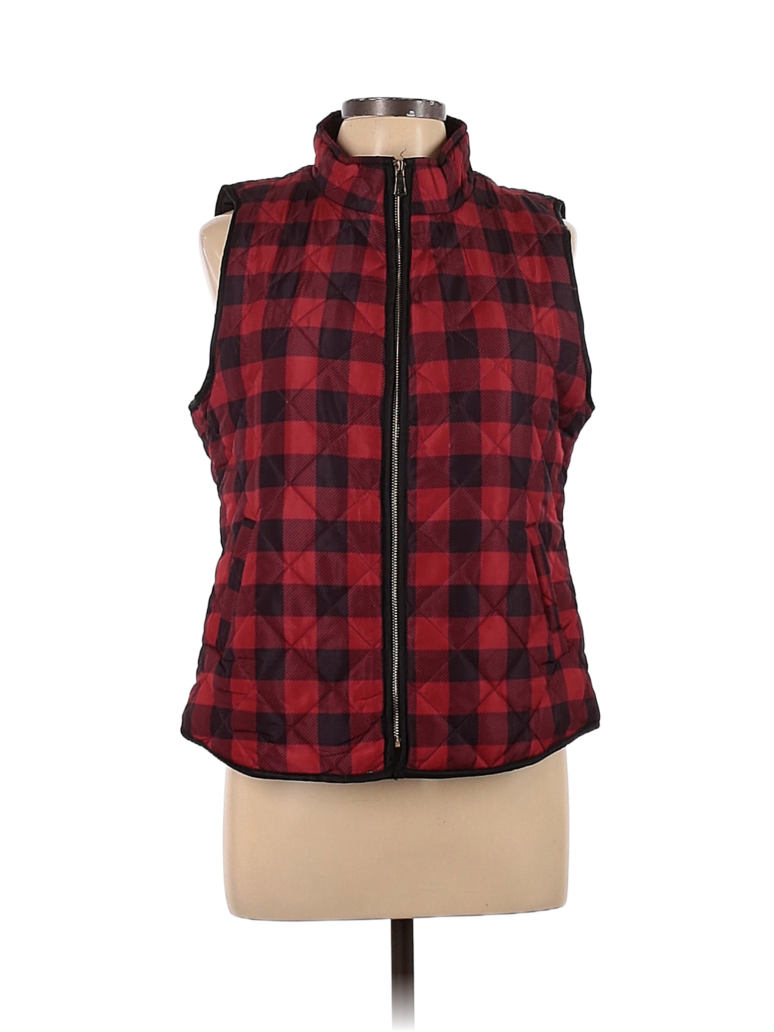 Rosette 100% Polyester Checkered-gingham Multi Color Red Vest Size L ...