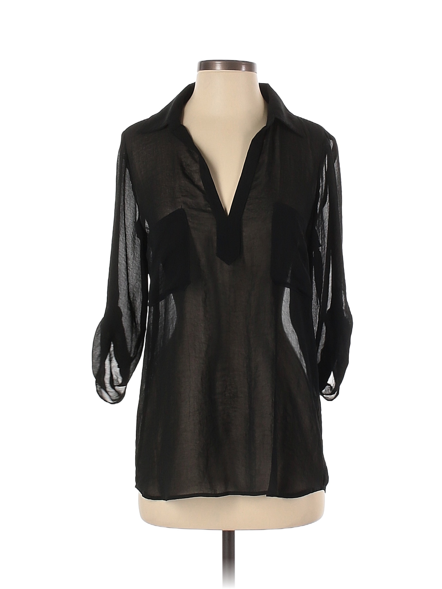 Rory Beca 100% Polyester Black 3/4 Sleeve Blouse Size S - 82% off | ThredUp