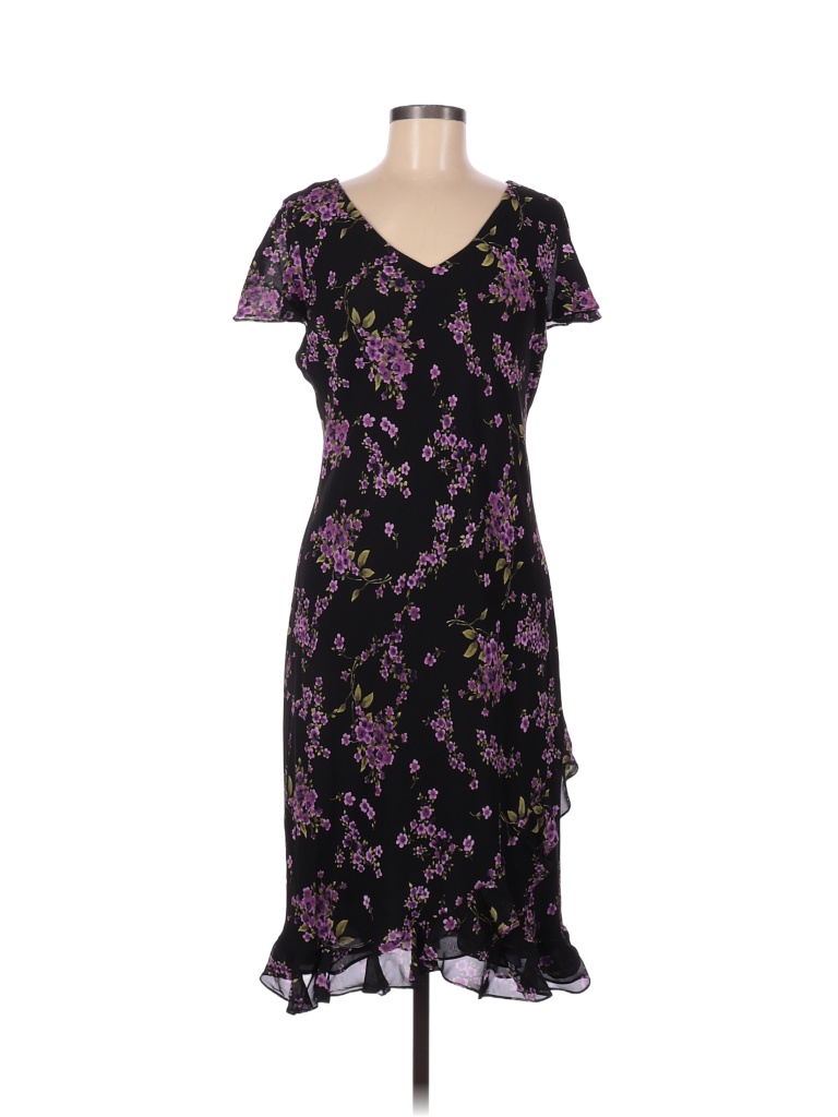 Donna Ricco 100% Rayon Floral Black Casual Dress Size 14 - 79% off ...