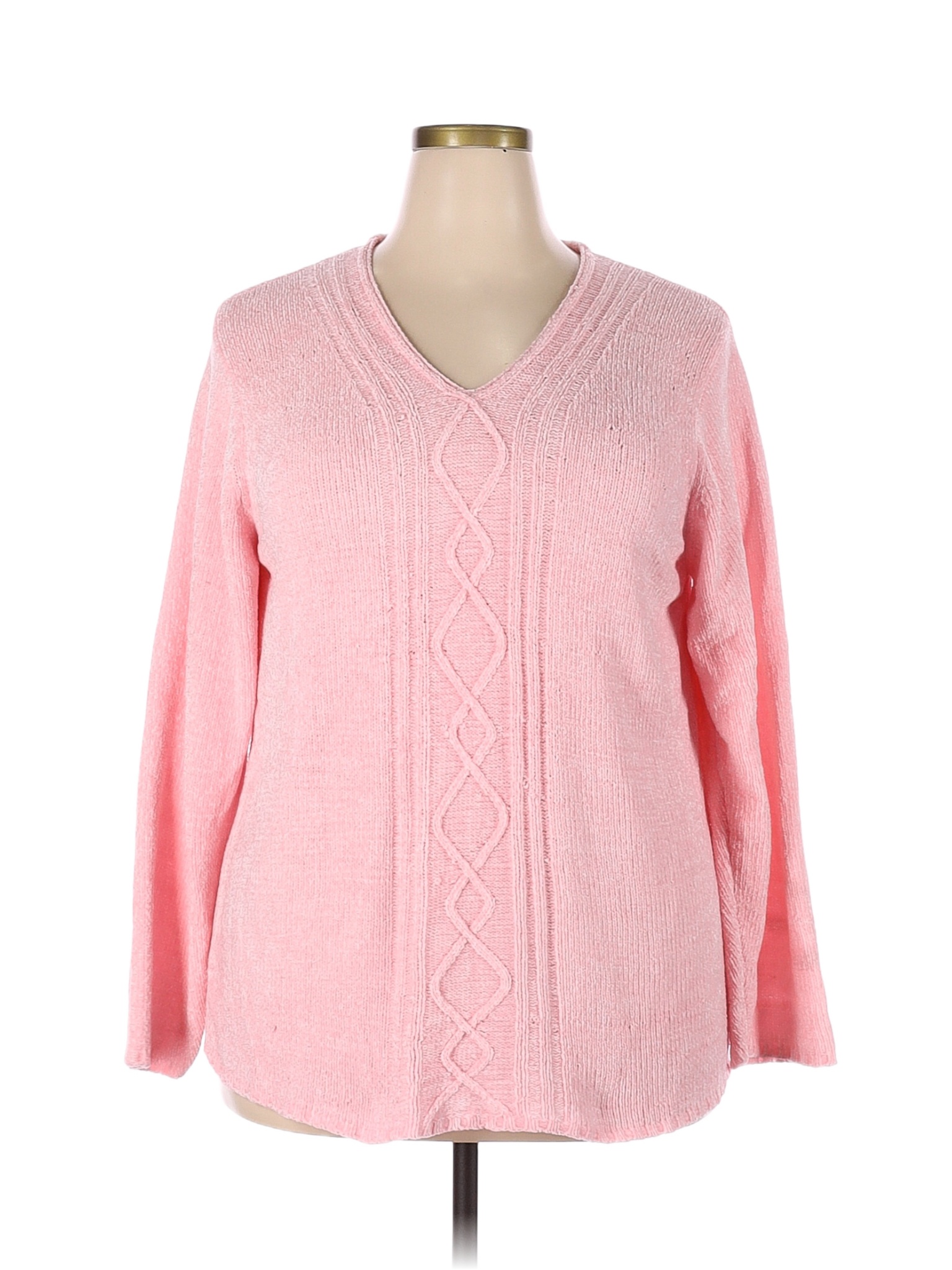 Basic Editions 100% Acrylic Color Block Solid Colored Pink Pullover ...